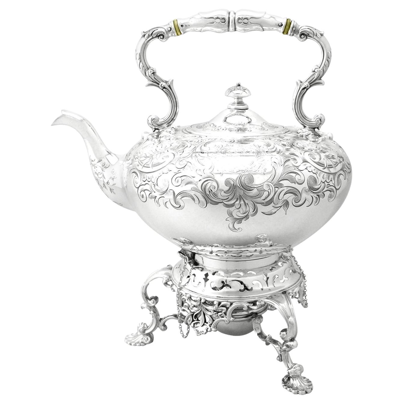 Antique Victorian English Sterling Silver Spirit Kettle, 1854 at 1stDibs