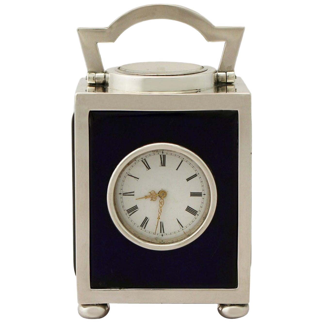 Douglas Clock Silver Travel Table Clock For Sale at 1stDibs