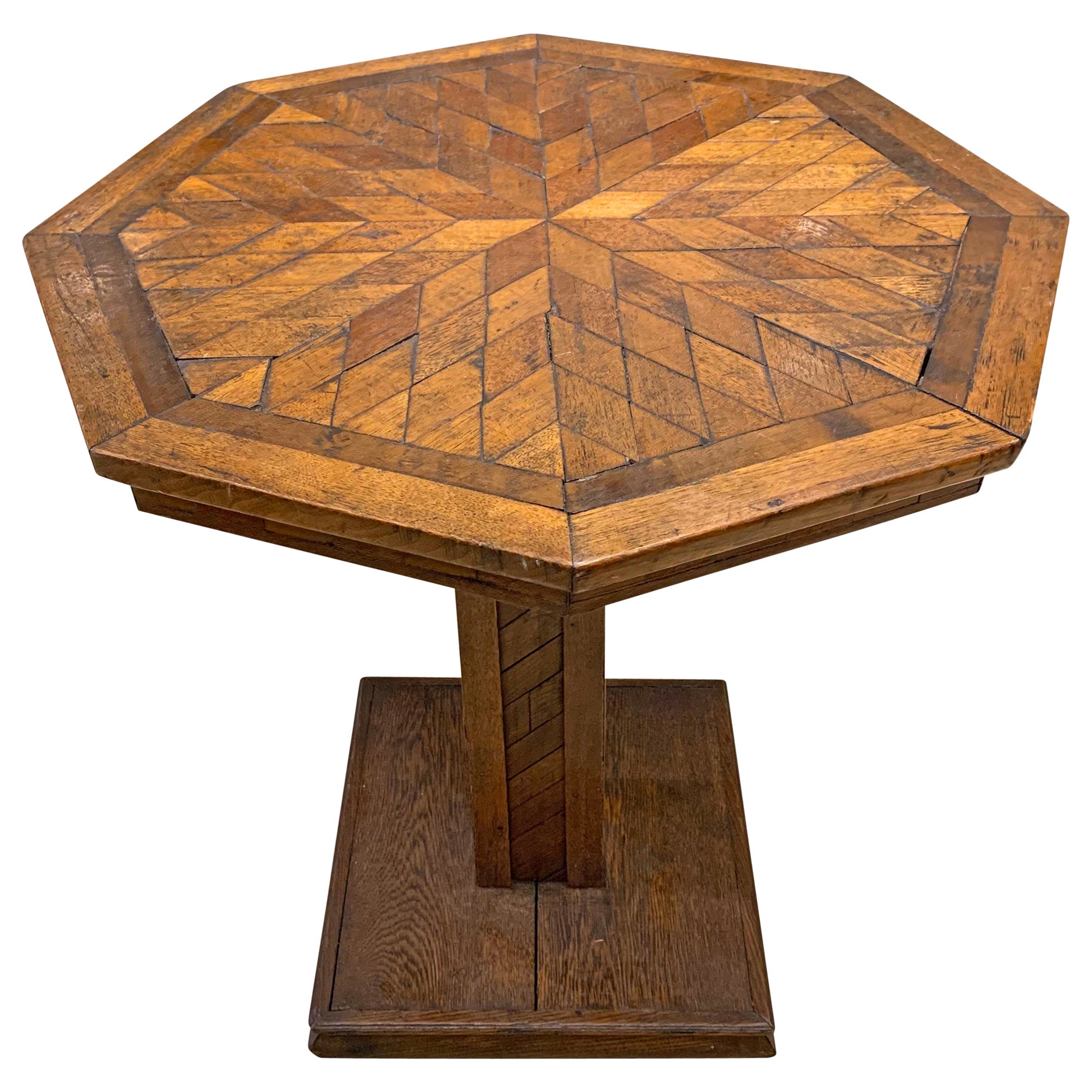 American Folk Art Marquetry Side Table For Sale at 1stDibs