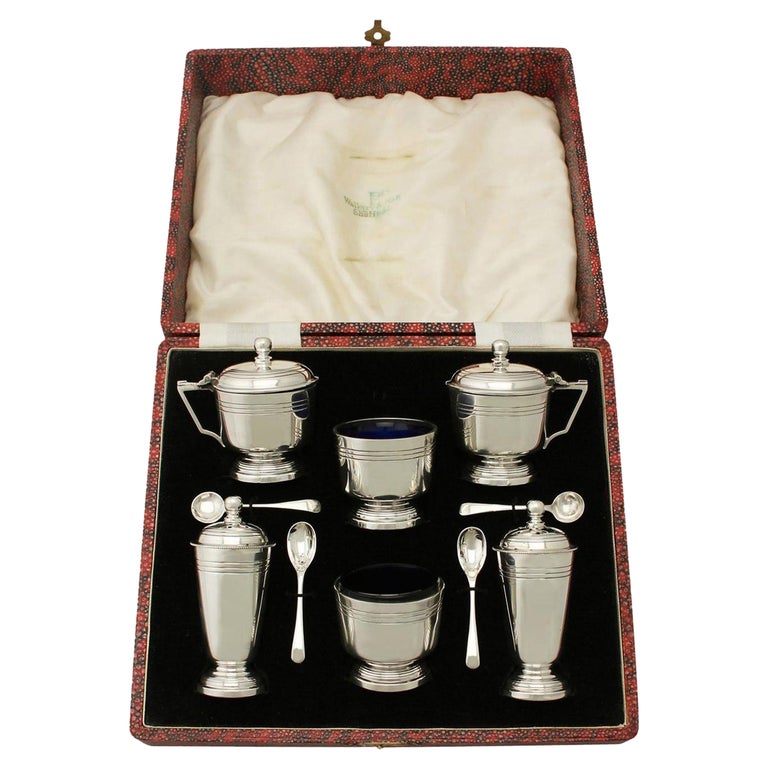 Walker and Hall Art Deco Style Sterling Silver Condiment Set at 1stDibs