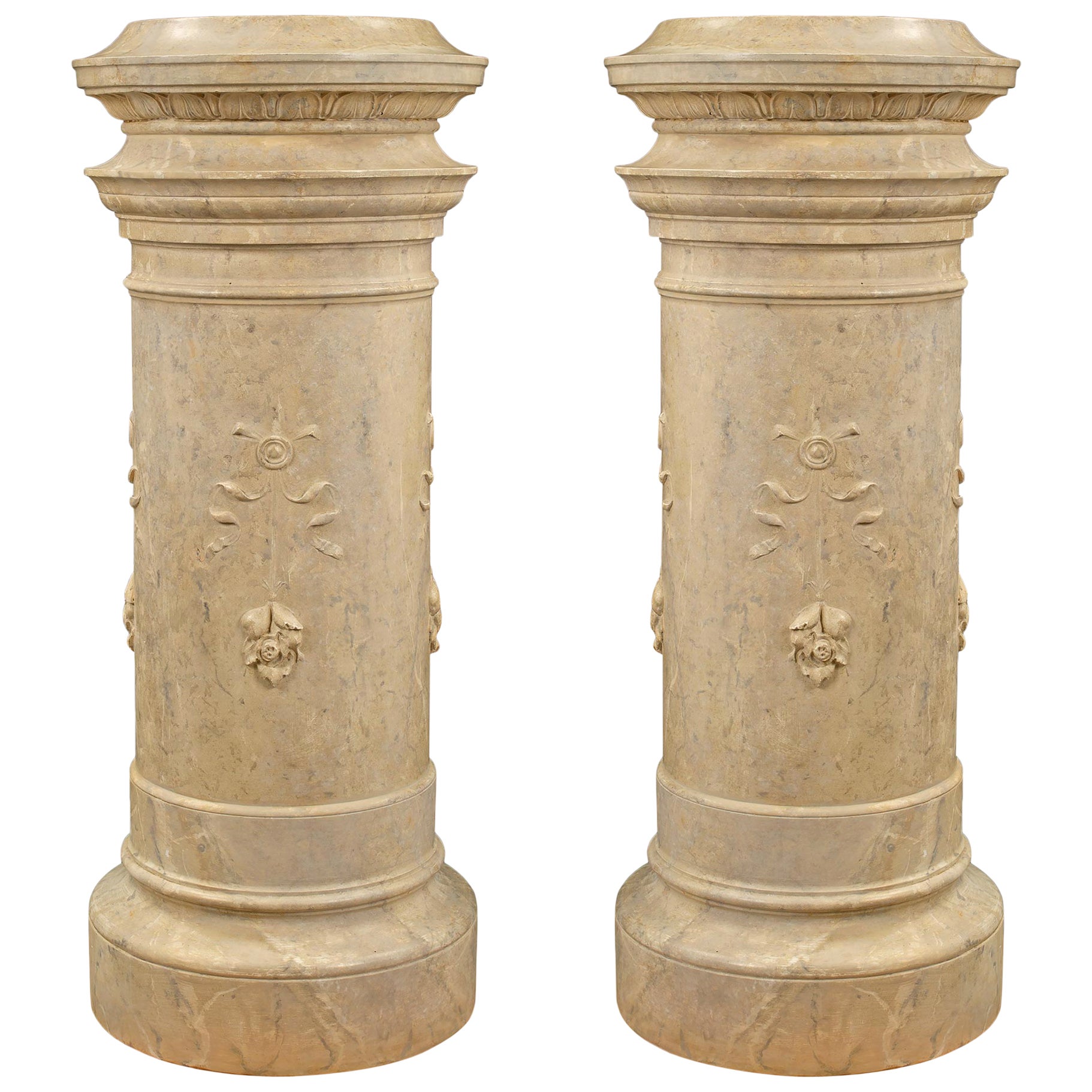 19th Century Copy of Roman Brazier in Gold Vermiel Finish with Marble ...