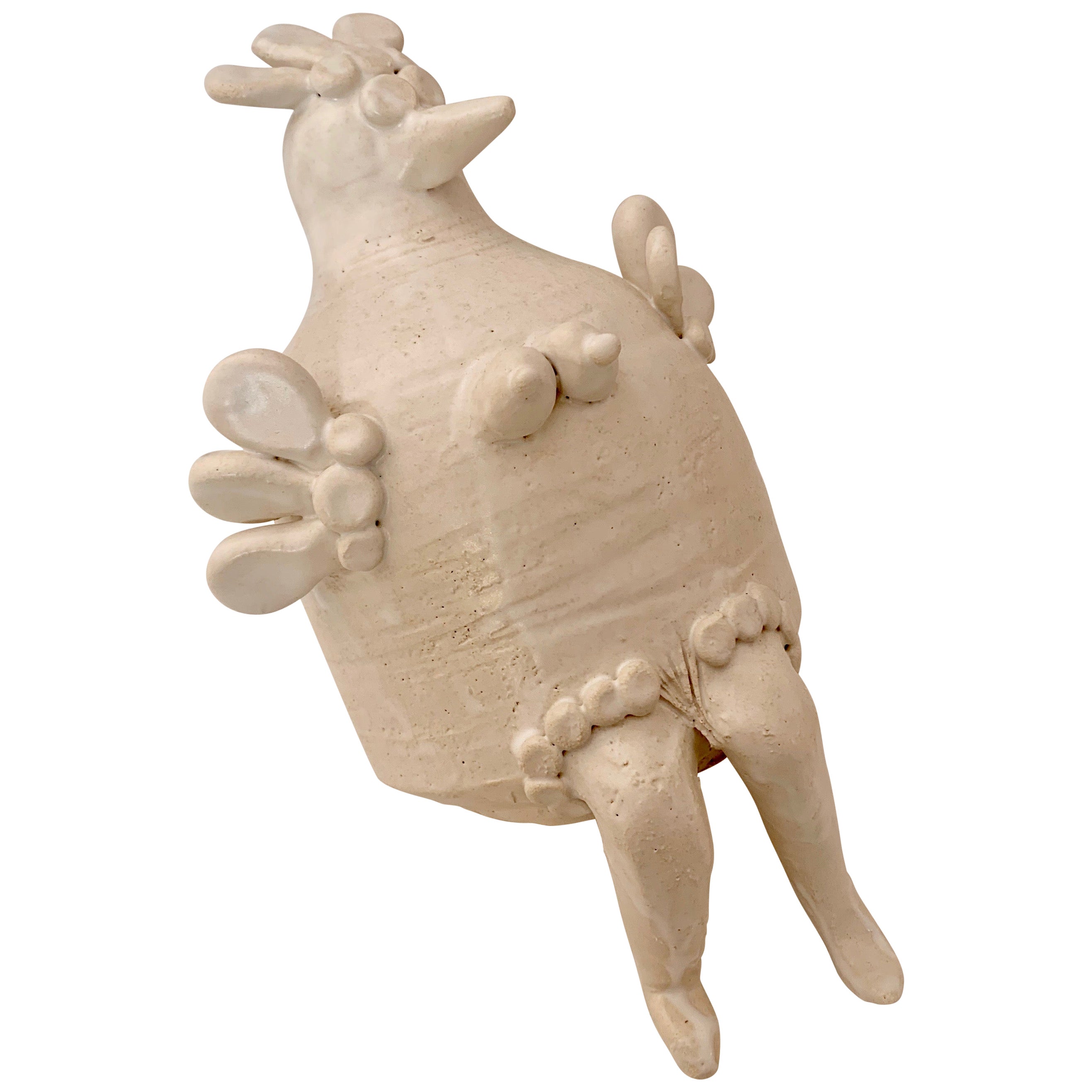 Georges Pelletier White, Gold and Platinum Enameled Ceramic Hen ...