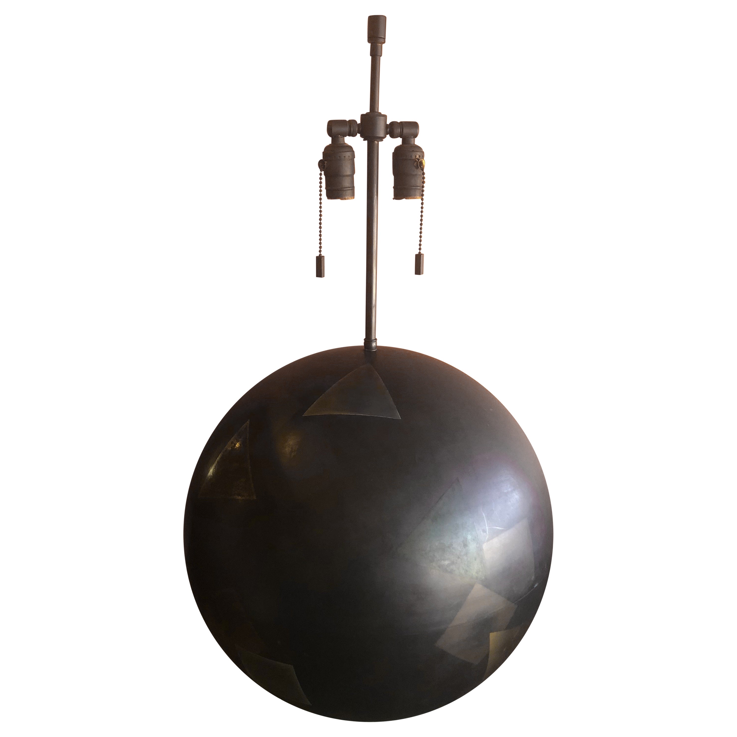 Postmodern Karl Springer Design Metal Ball Lamp For Sale at 1stDibs
