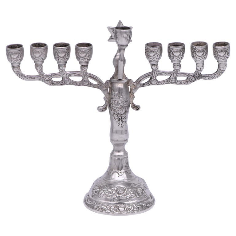 Late 19th Century German Silver Hanukkah Lamp For Sale at 1stDibs