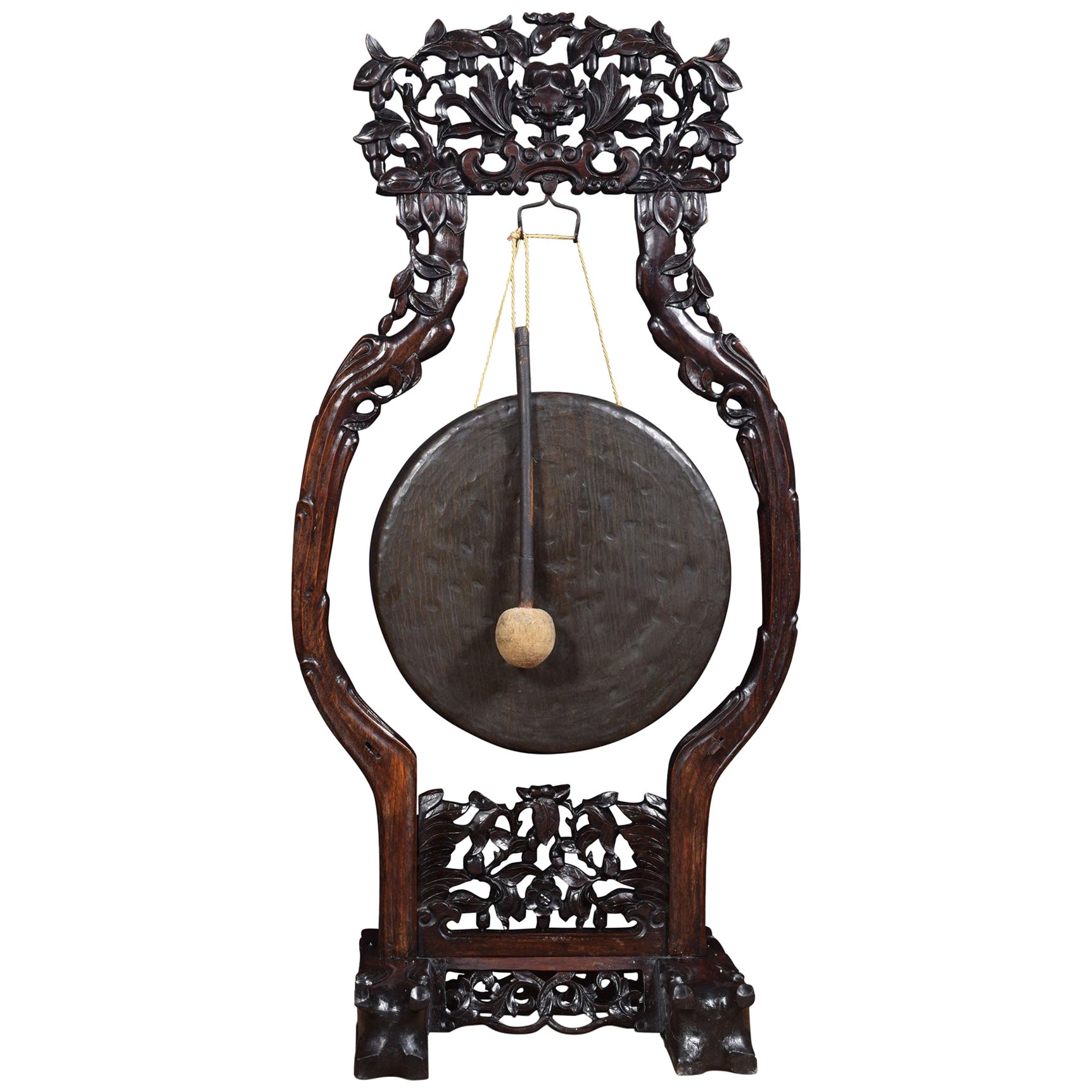Gothic Brass and Oak Dinner Gong For Sale at 1stDibs