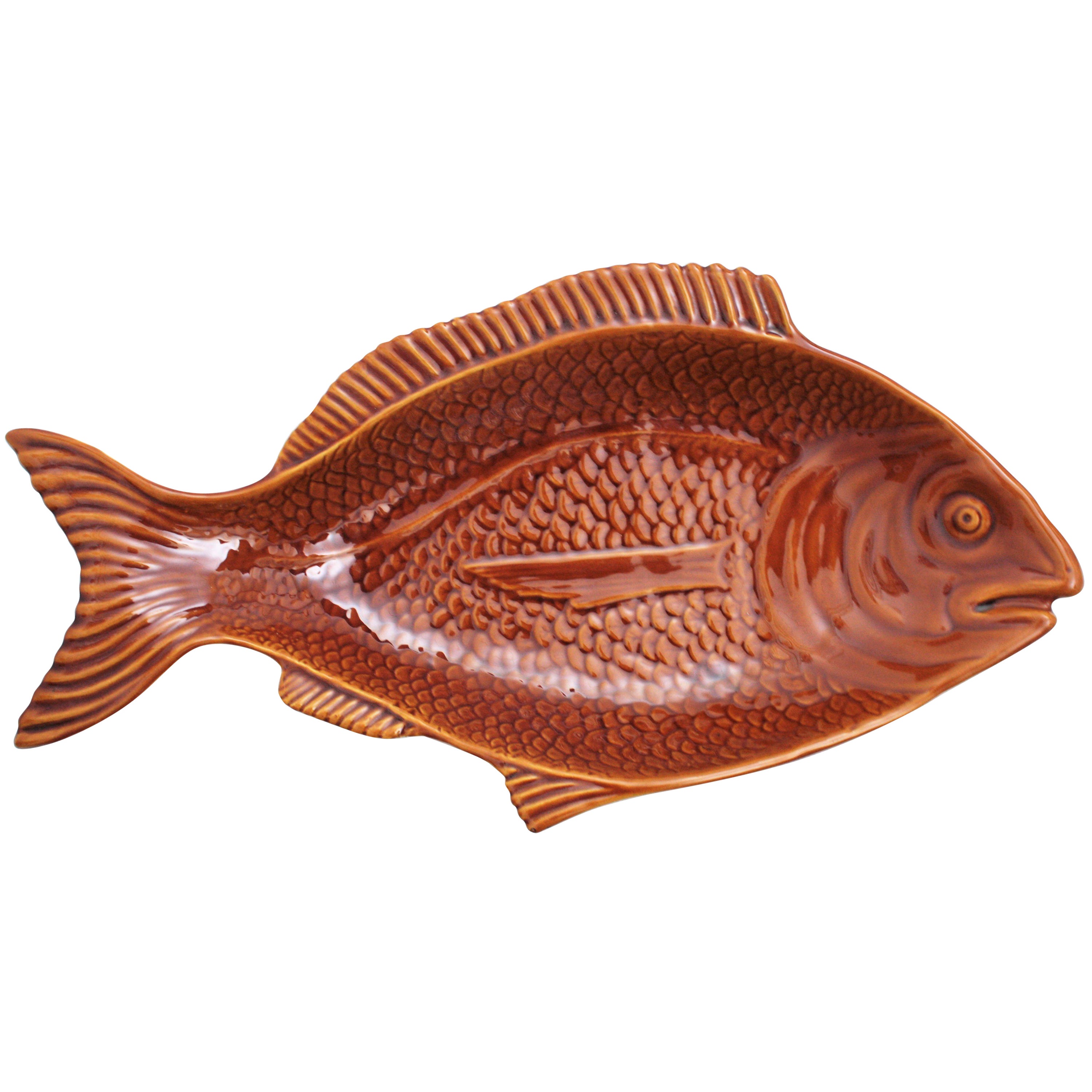 Mid-Century Portuguese Glazed Ceramic Fish Platters, circa 1960 at 1stDibs