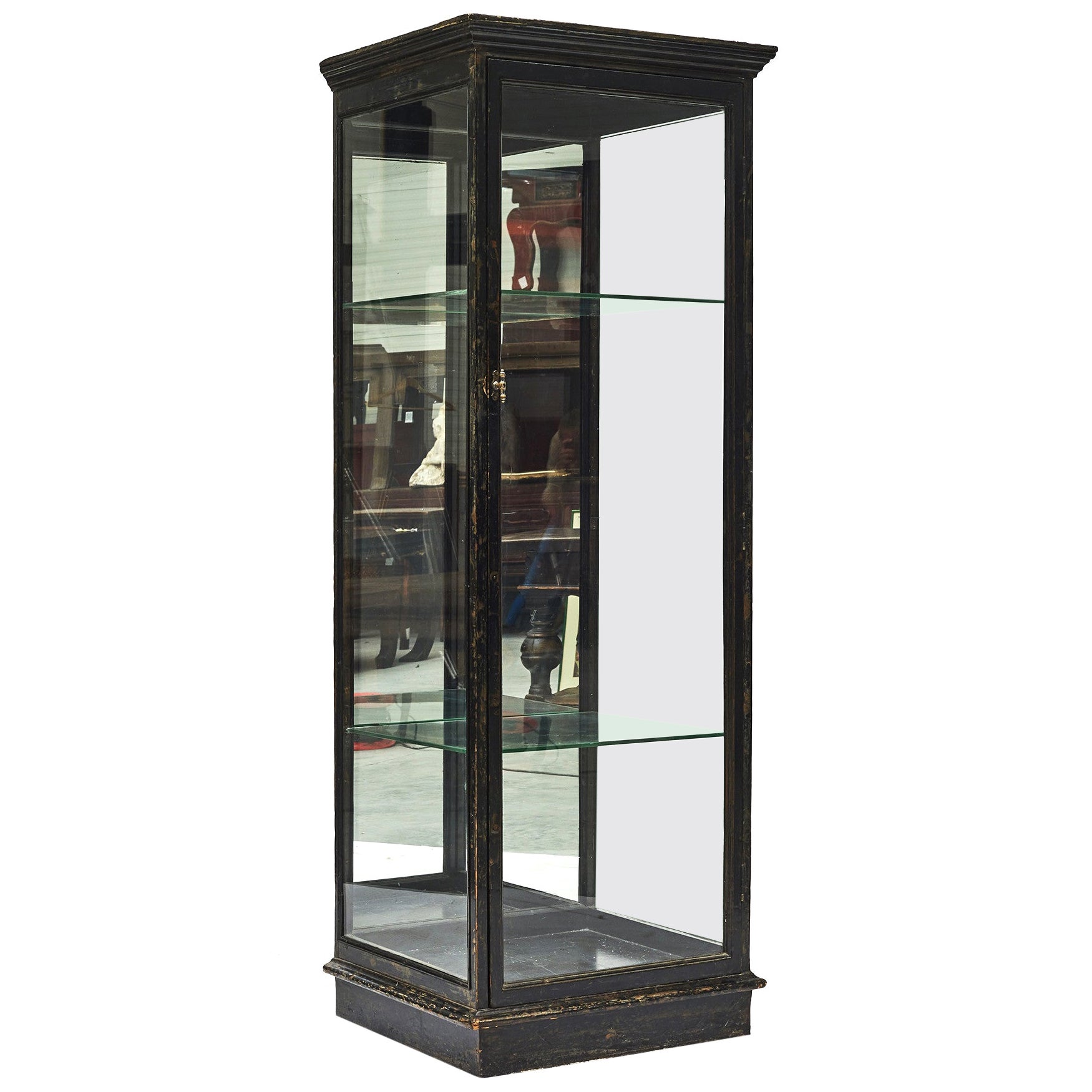 Mid-Century Modern Chrome and Glass Mirrored Display Cabinet at 1stDibs