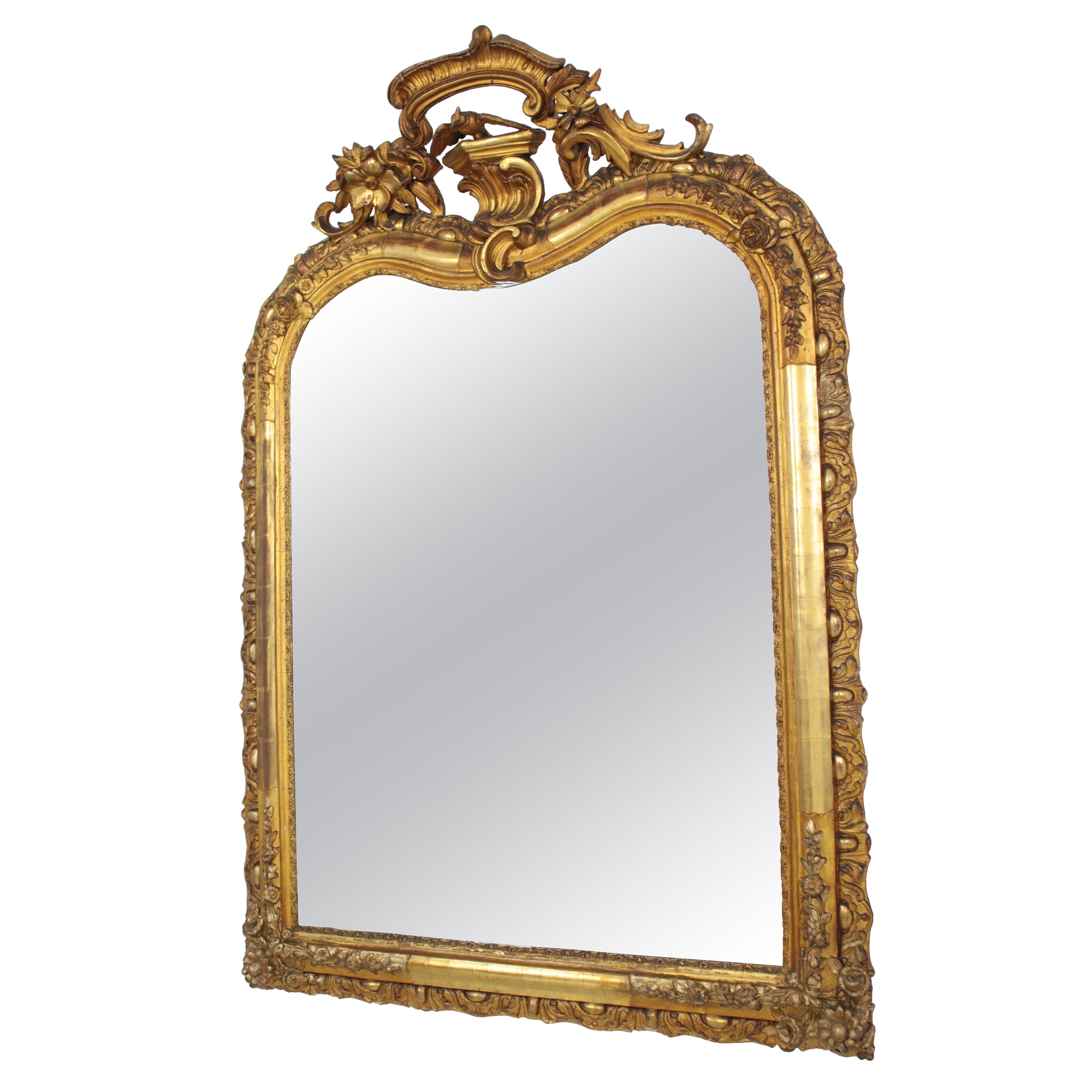 Exuberant French Louis XV Style Carved Giltwood and Plaster Rectangular ...