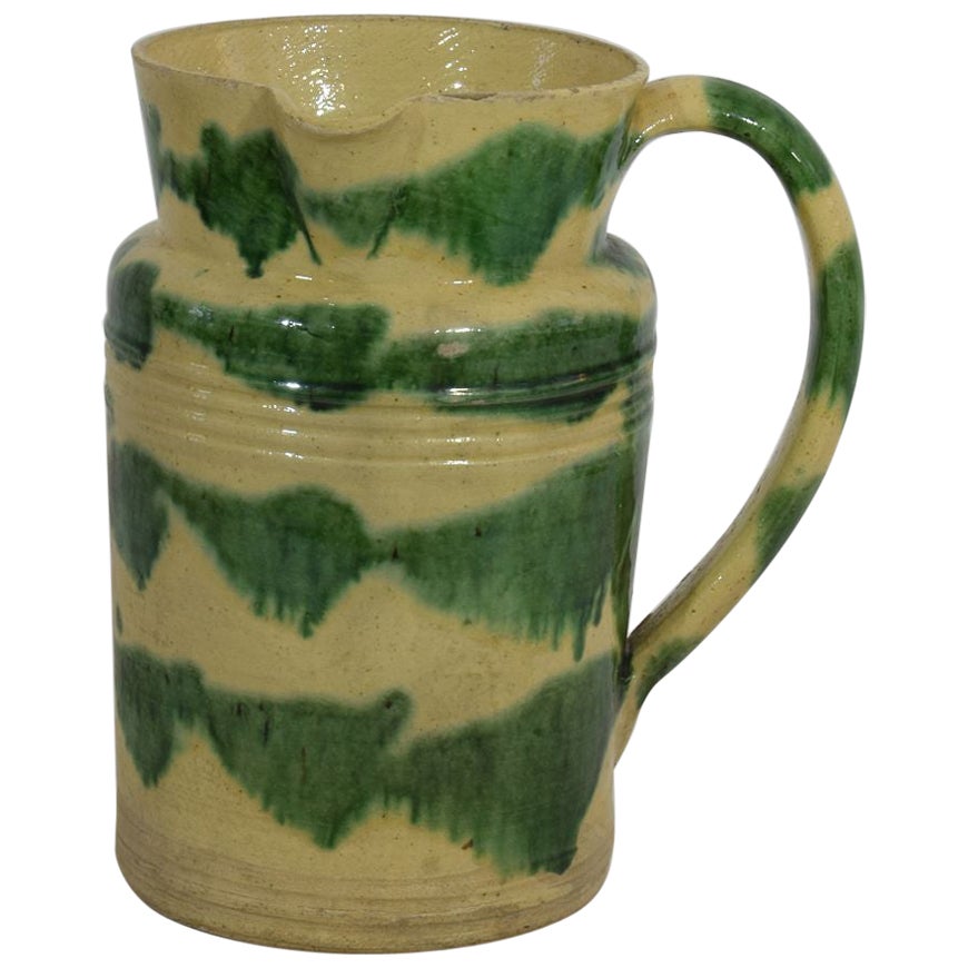 Antique Early American Blue Paint Decorated Stoneware Jug, 19th Century ...