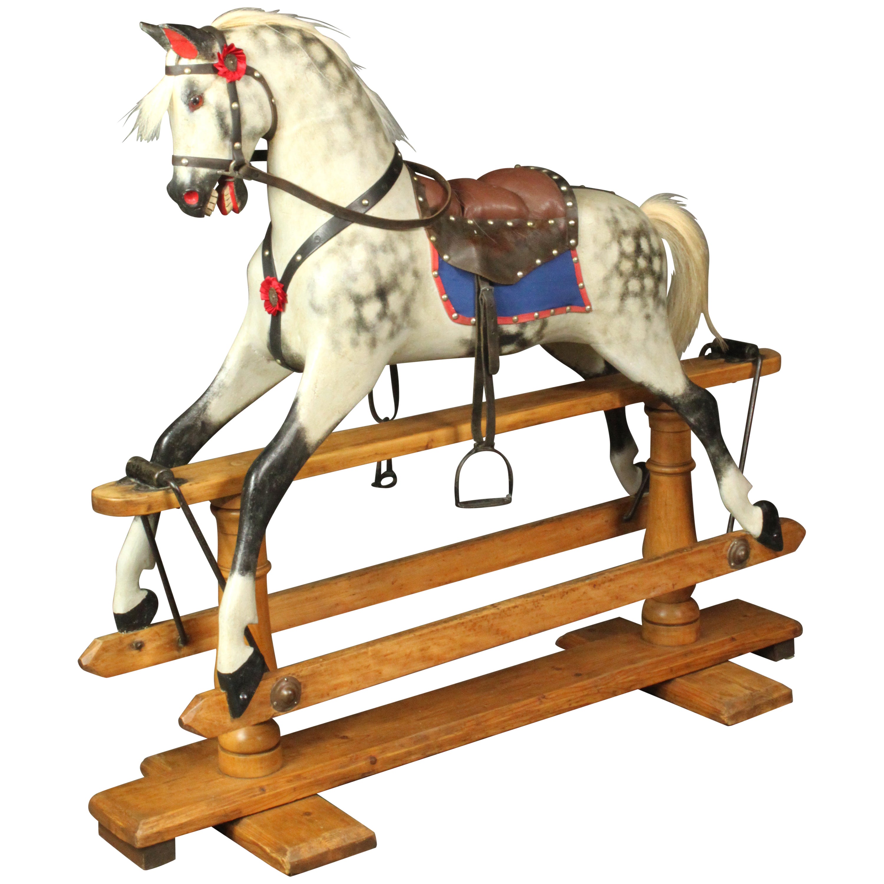 Folk Art Rocking Horse with Fox and Hound by Trevor Wiffen at 1stDibs