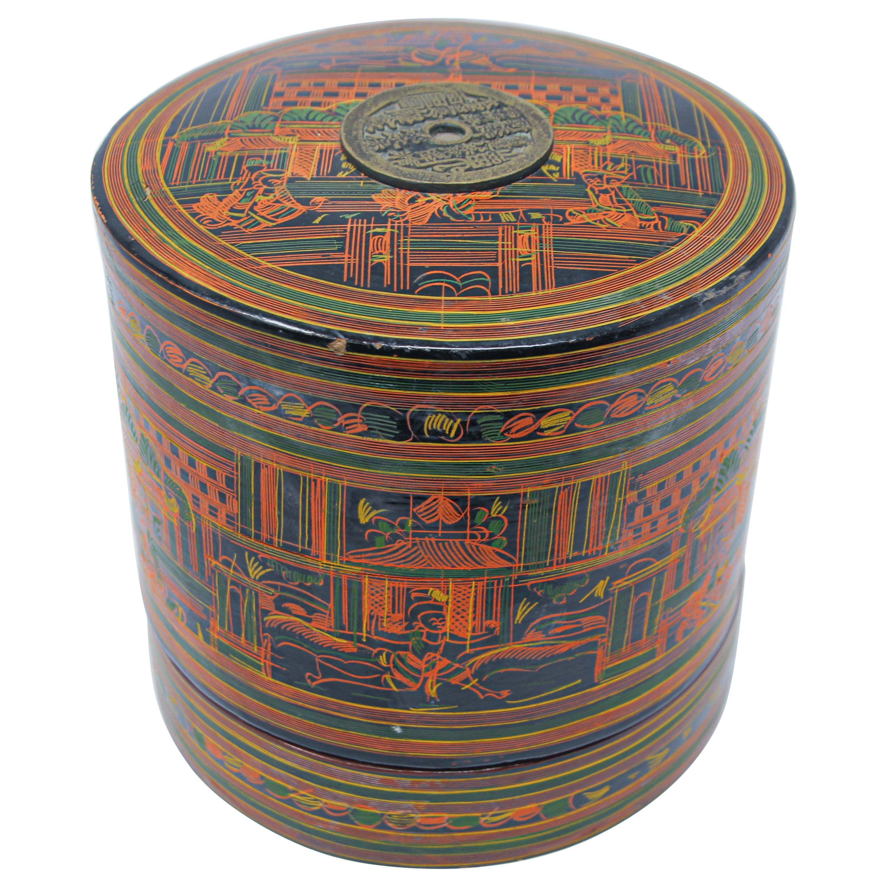 Burmese Lacquerware Box at 1stDibs