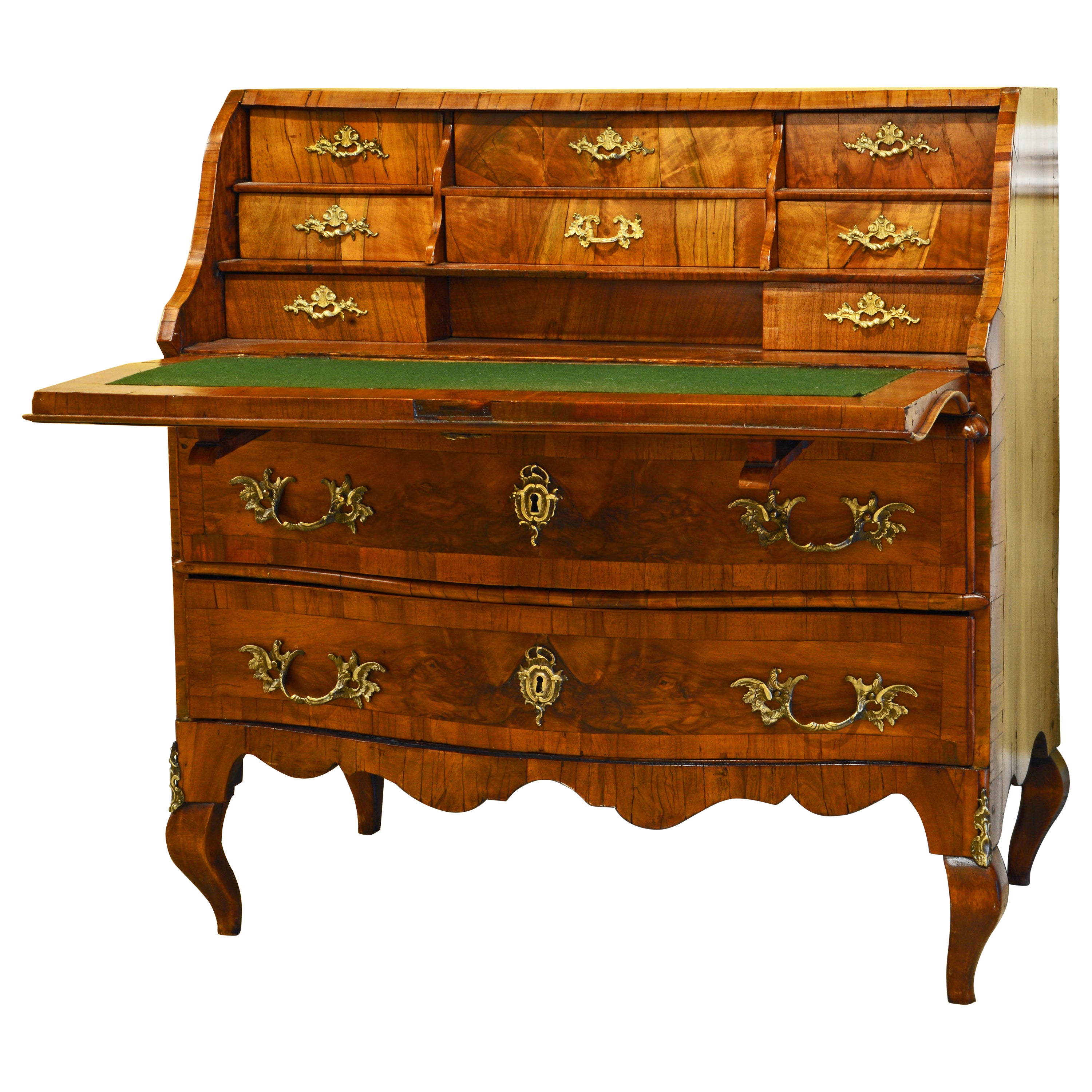 Venetian Rococo Green Japanned Secretary Desk at 1stDibs