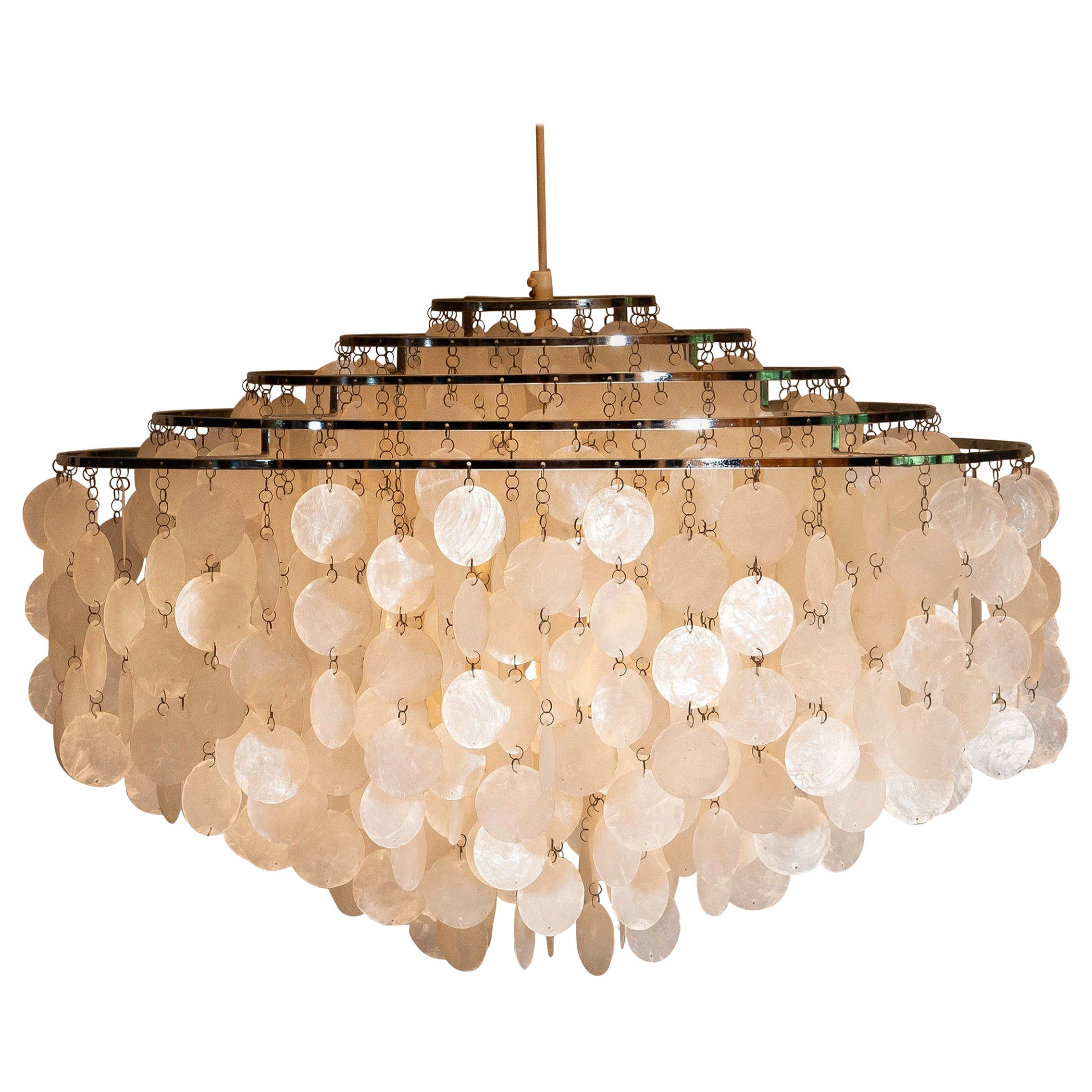 Capiz Shell Chandelier in the Style of Verner Panton at 1stDibs