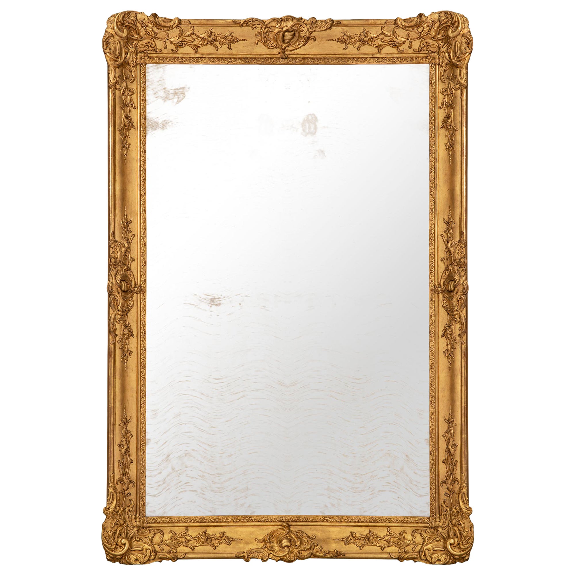 Exuberant French Louis XV Style Carved Giltwood and Plaster Rectangular ...