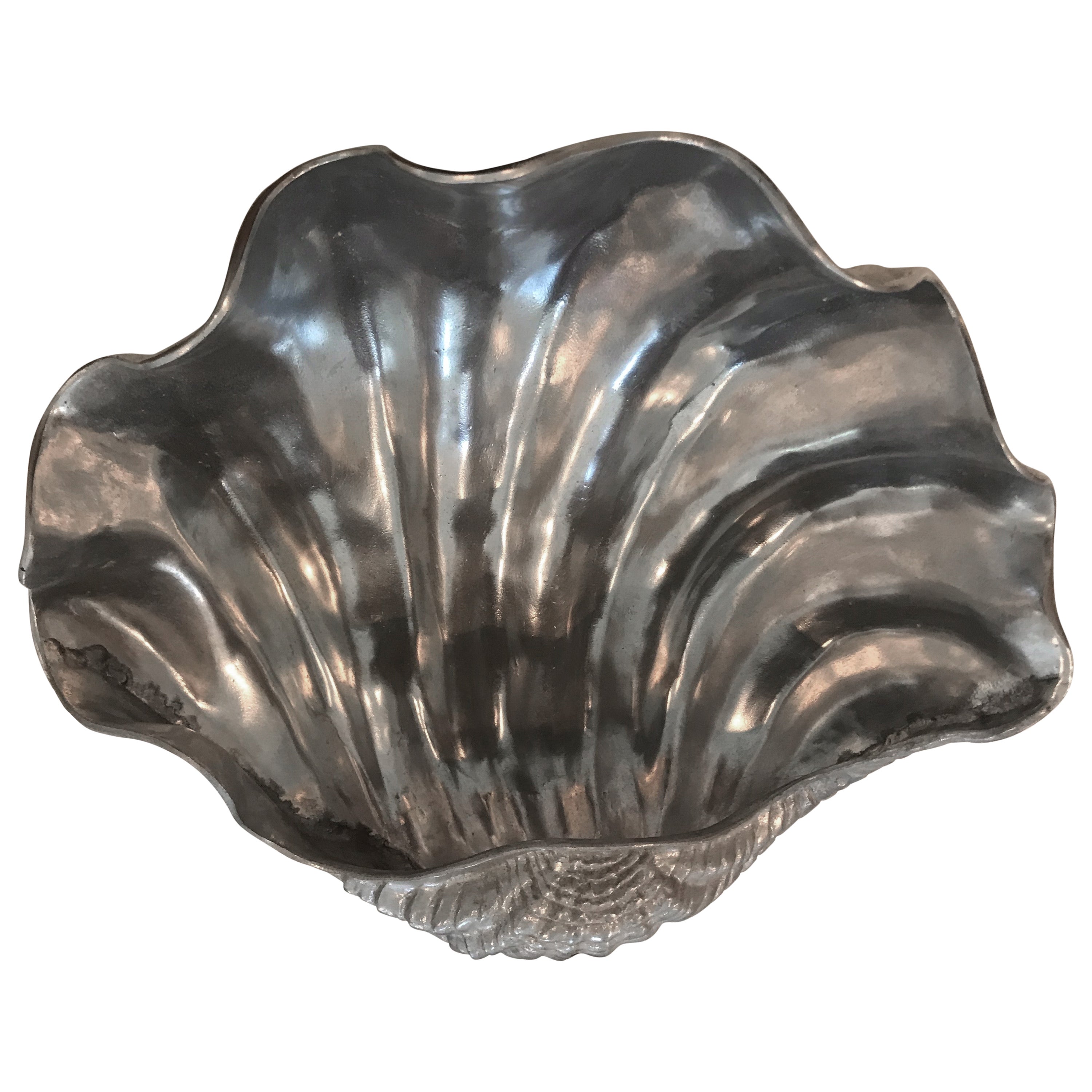 Large Smoked Glass Clam Shell Centerpiece For Sale at 1stDibs