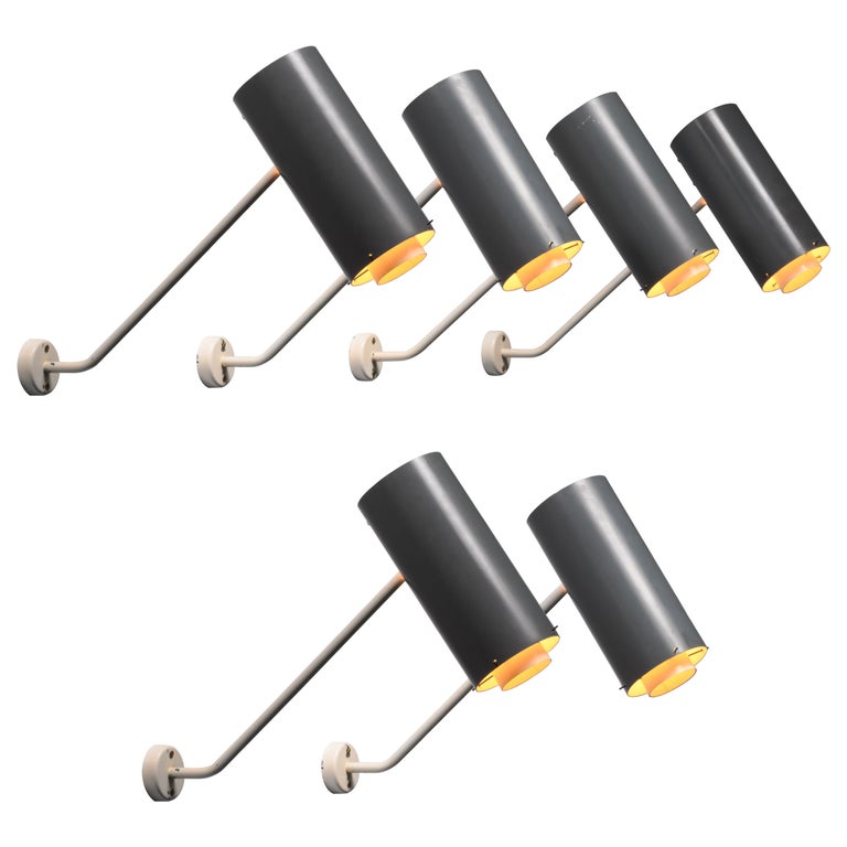 Set of 6 Modernist Metal Wall or Ceiling Spots For Sale at 1stDibs