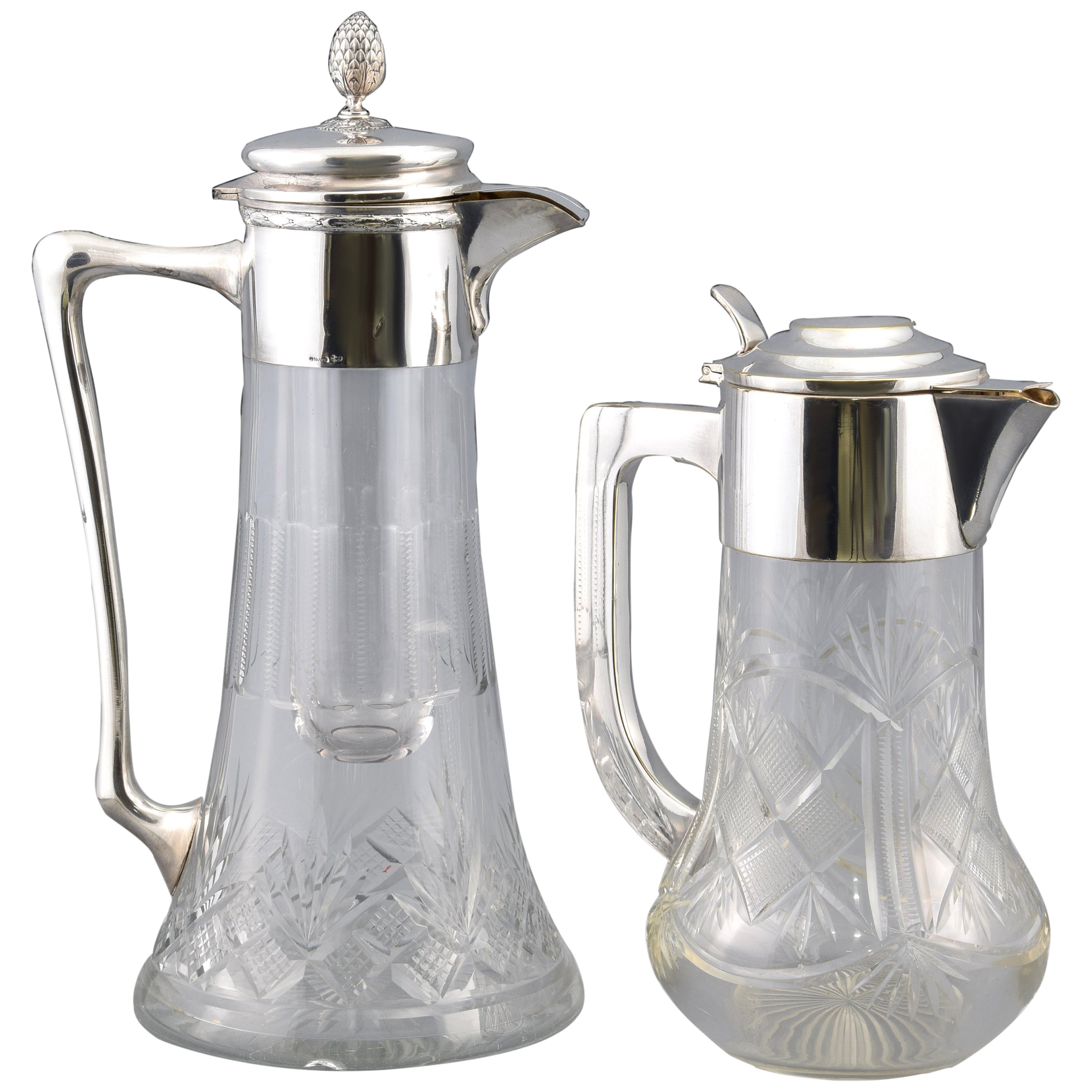 20th Century Handblown Glass and Pewter Carafe by Jean Goardere For ...