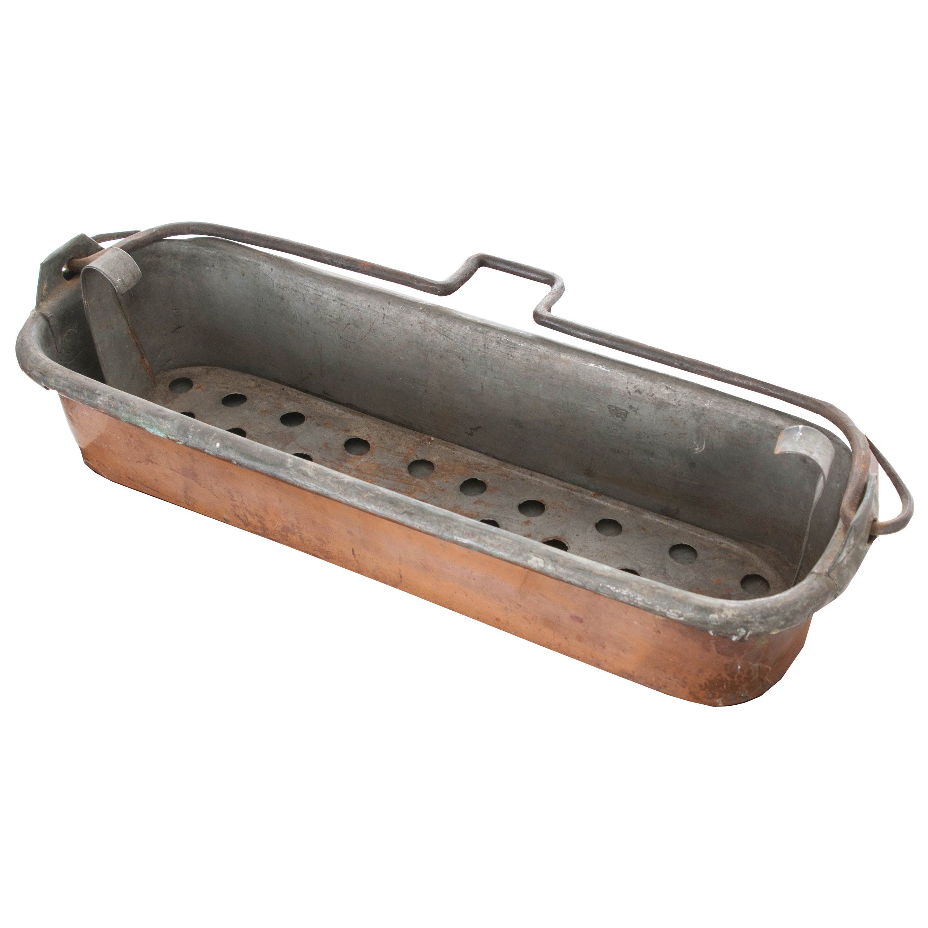 French Copper Fish Kettle Poissoniere, 19th Century at 1stDibs