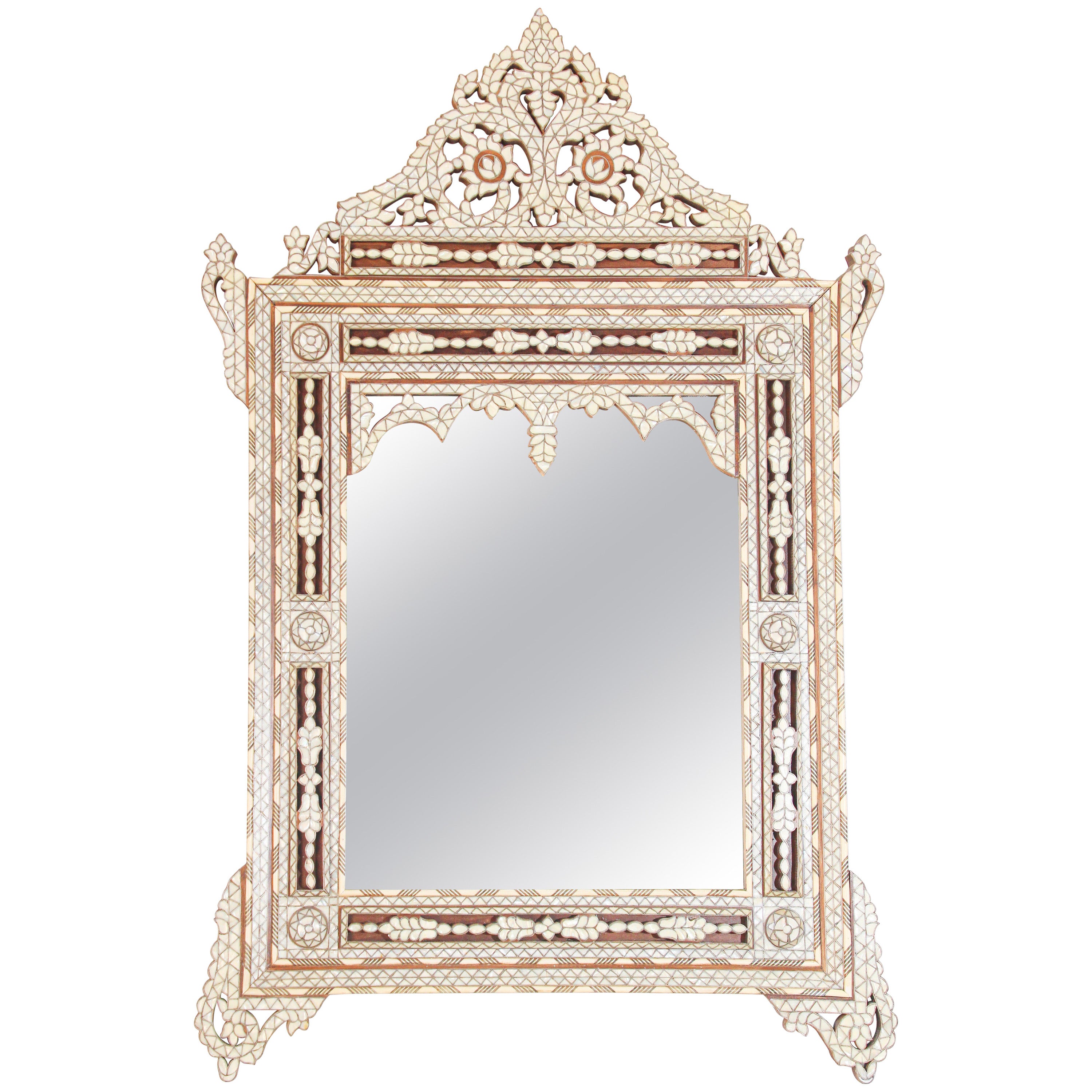 Pair of Antique Ebony and Mother of Pearl Inlaid Mirrors For Sale at ...