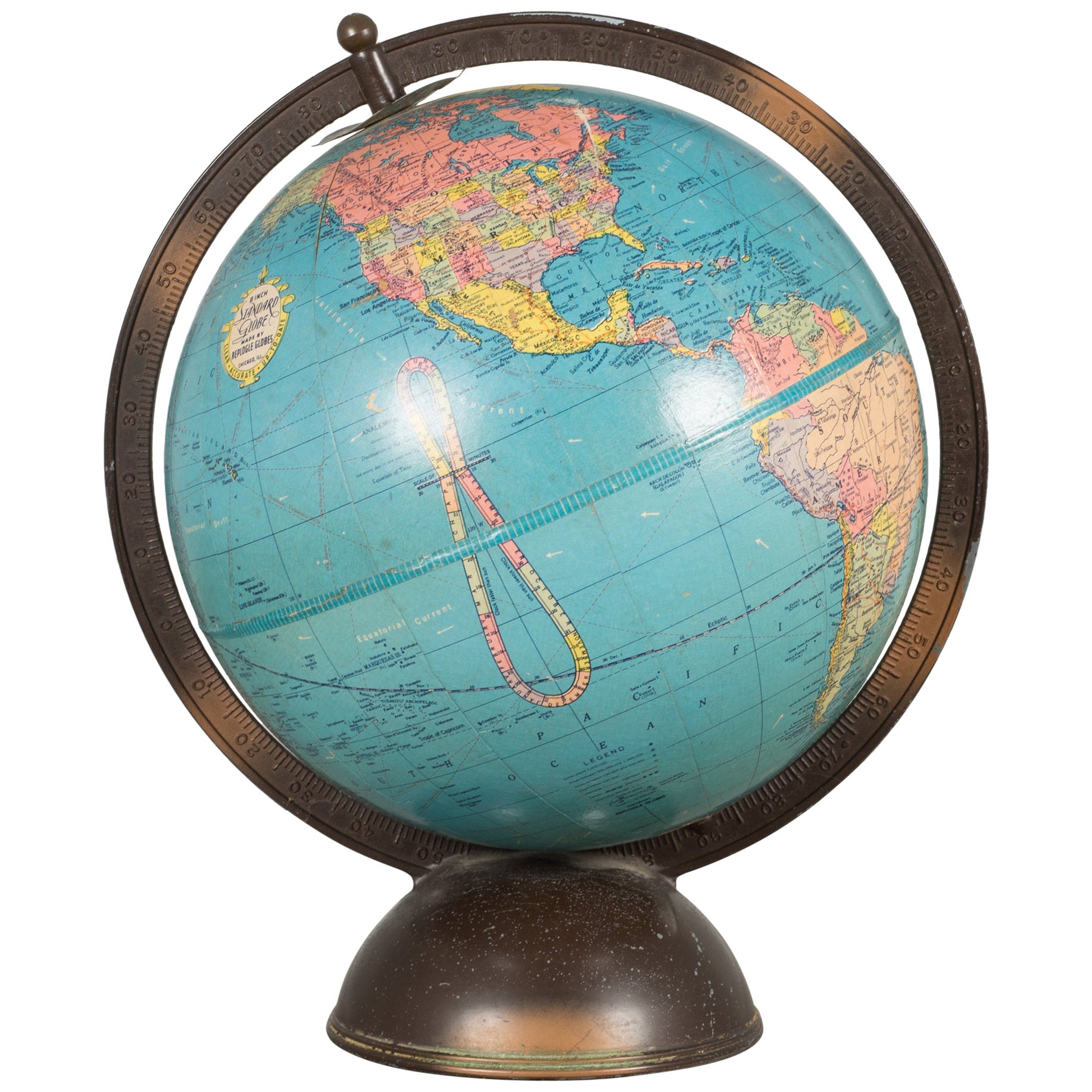 Vintage Replogle 10-Inch Globe, circa 1940 For Sale at 1stDibs