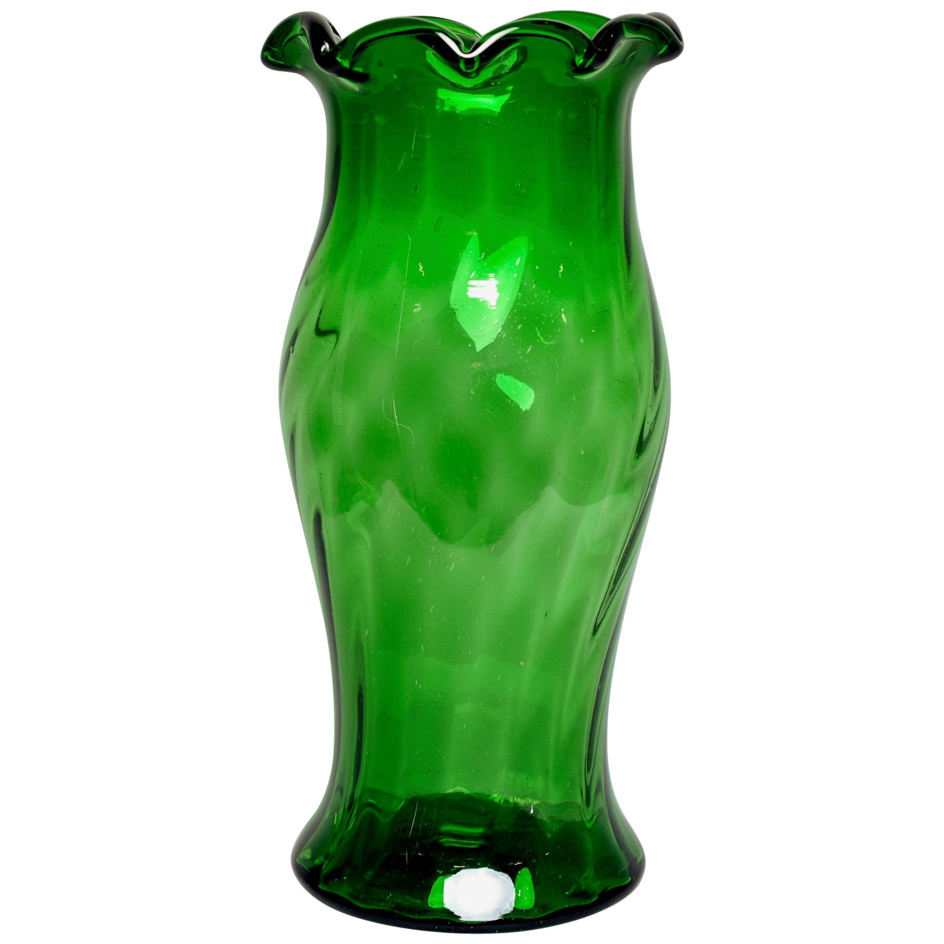Scottish Monart Green Art Glass Vase For Sale At 1stdibs
