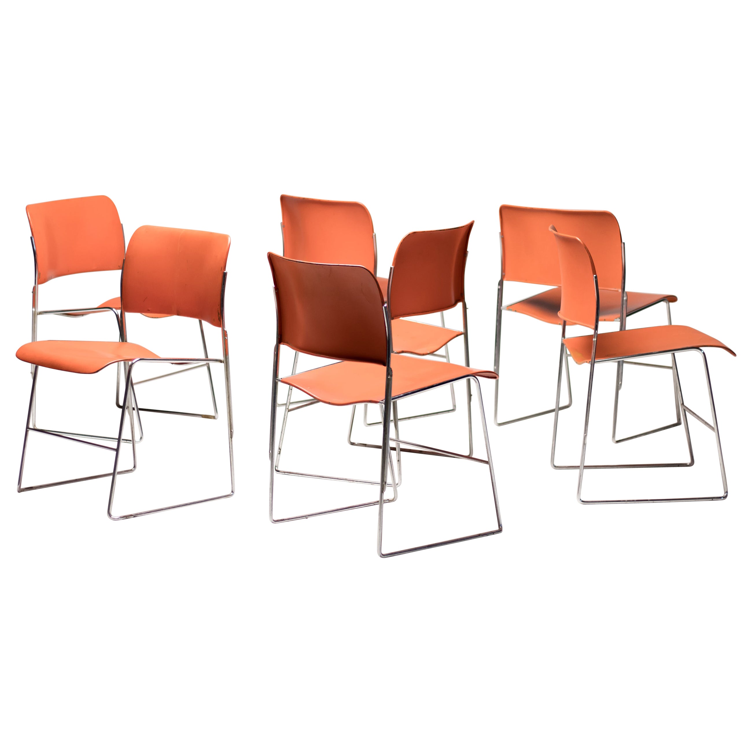 David Rowland 40/4 Metal Stacking Chair, 1960s For Sale at 1stDibs