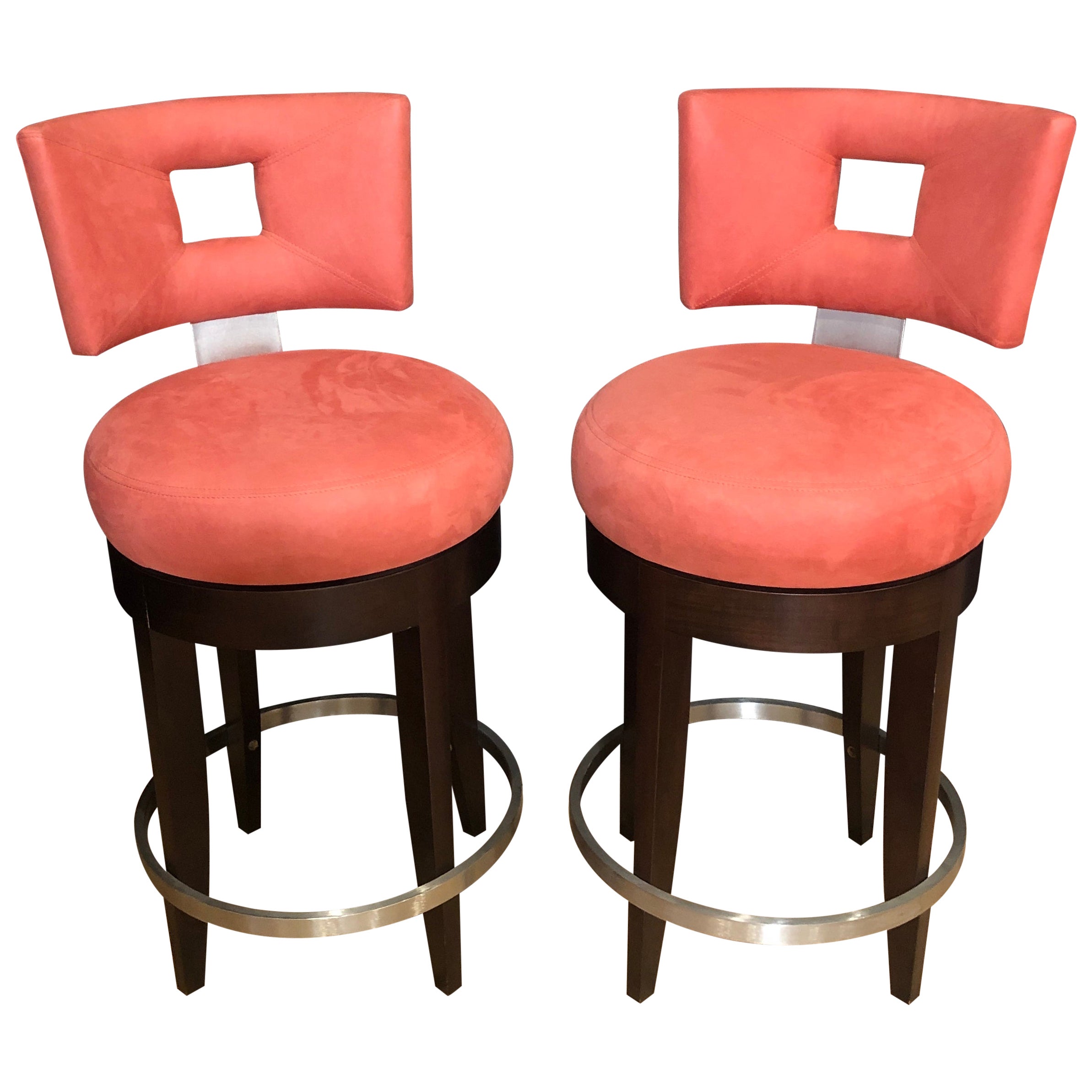 PAIR OF 19THC CAPTAINS CHAIR/SWIVEL BAR STOOLS at 1stDibs