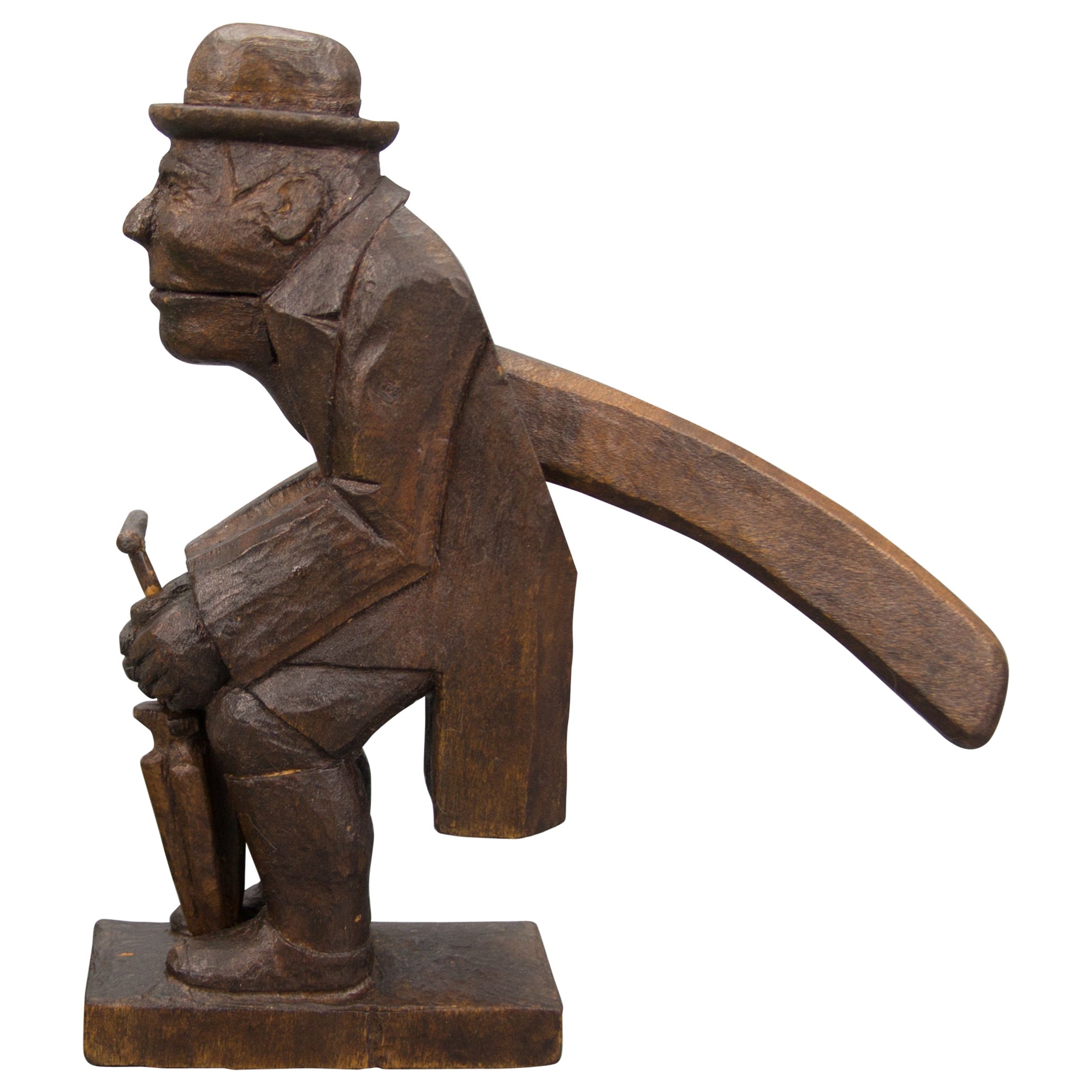 Whimsical Hand Carved Wooden Hippo Figure by Rod Mack Dated 1958 For ...