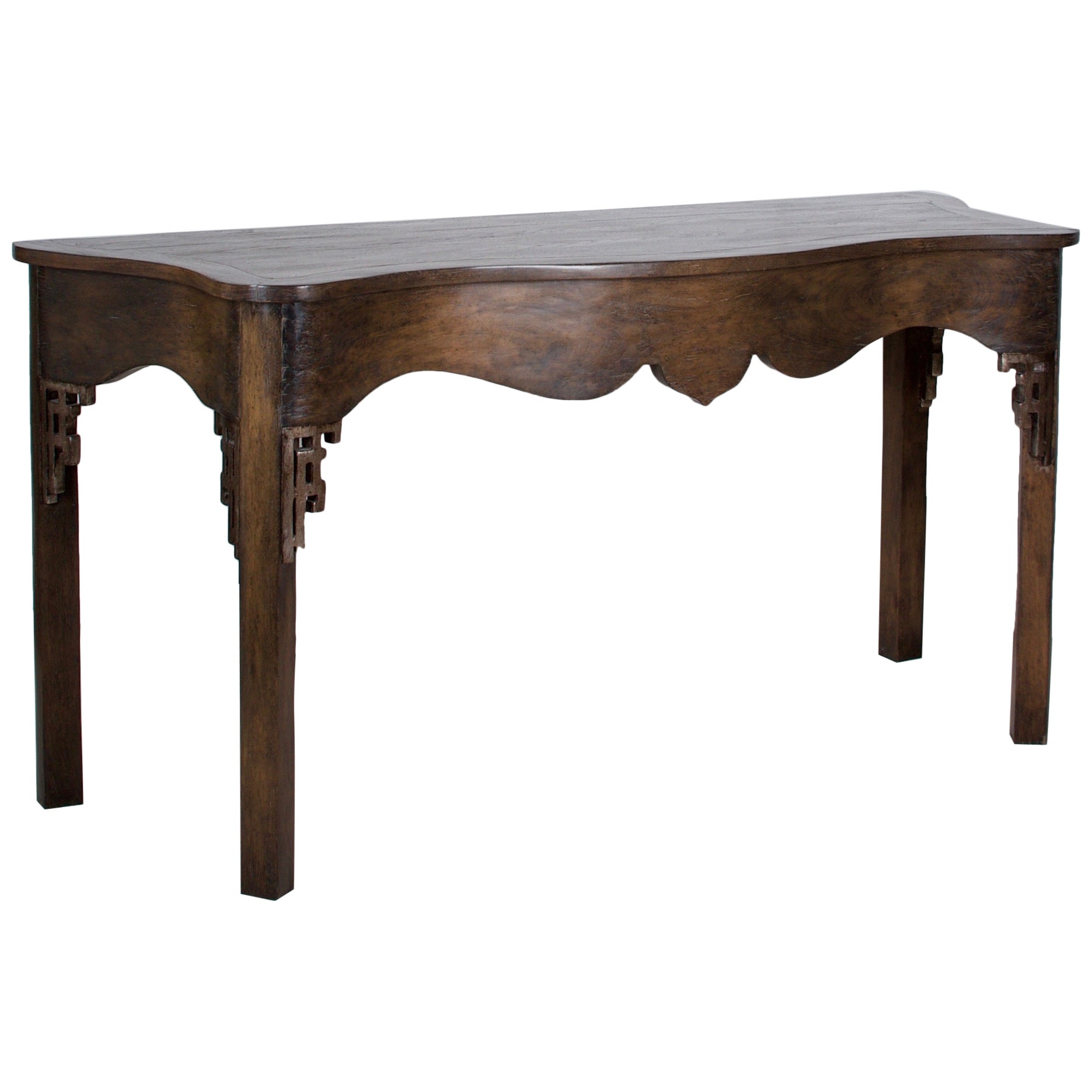 Midcentury Dark Wood Console Table For Sale at 1stDibs