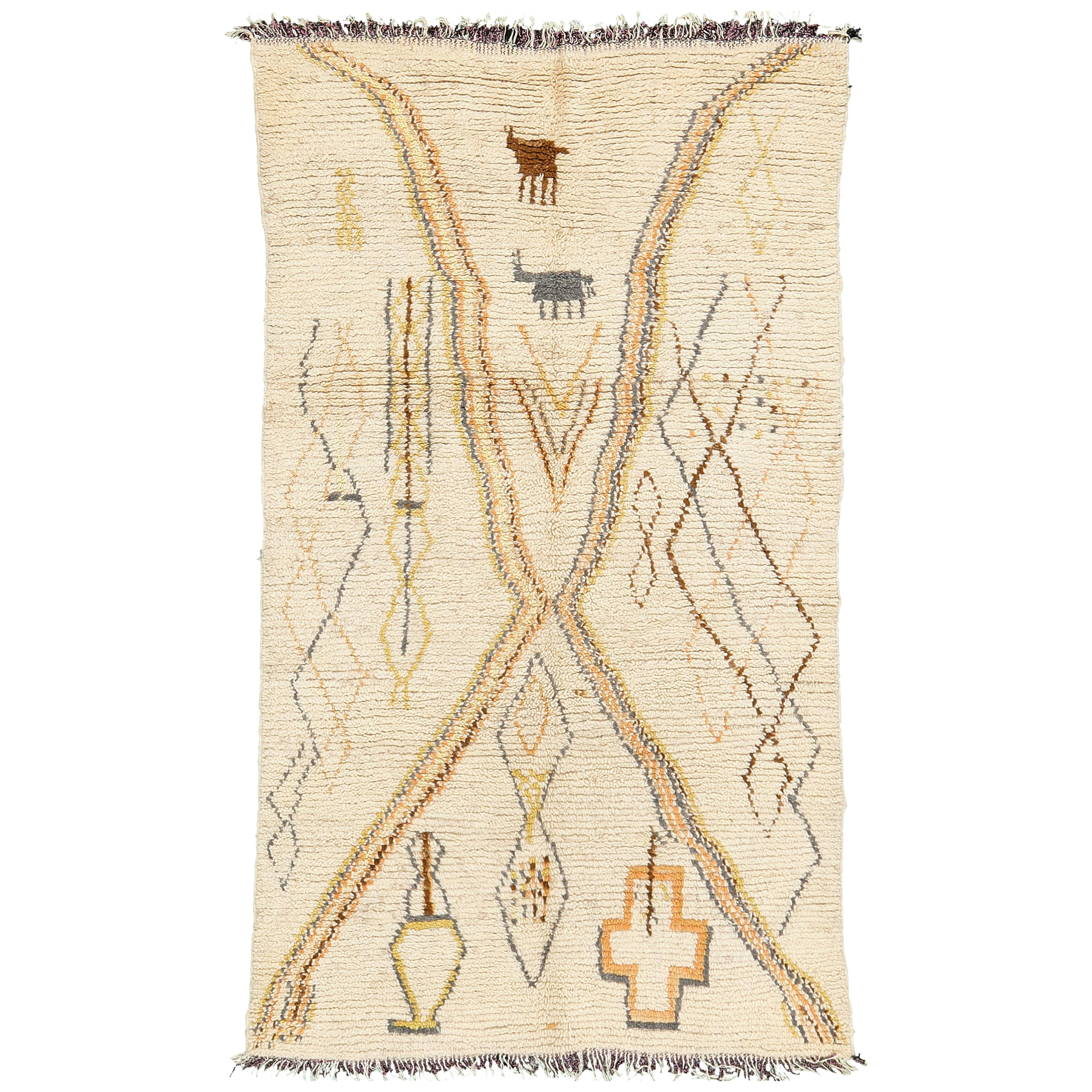 Vintage Moroccan Azilal Tribe Berber Rug For Sale at 1stDibs