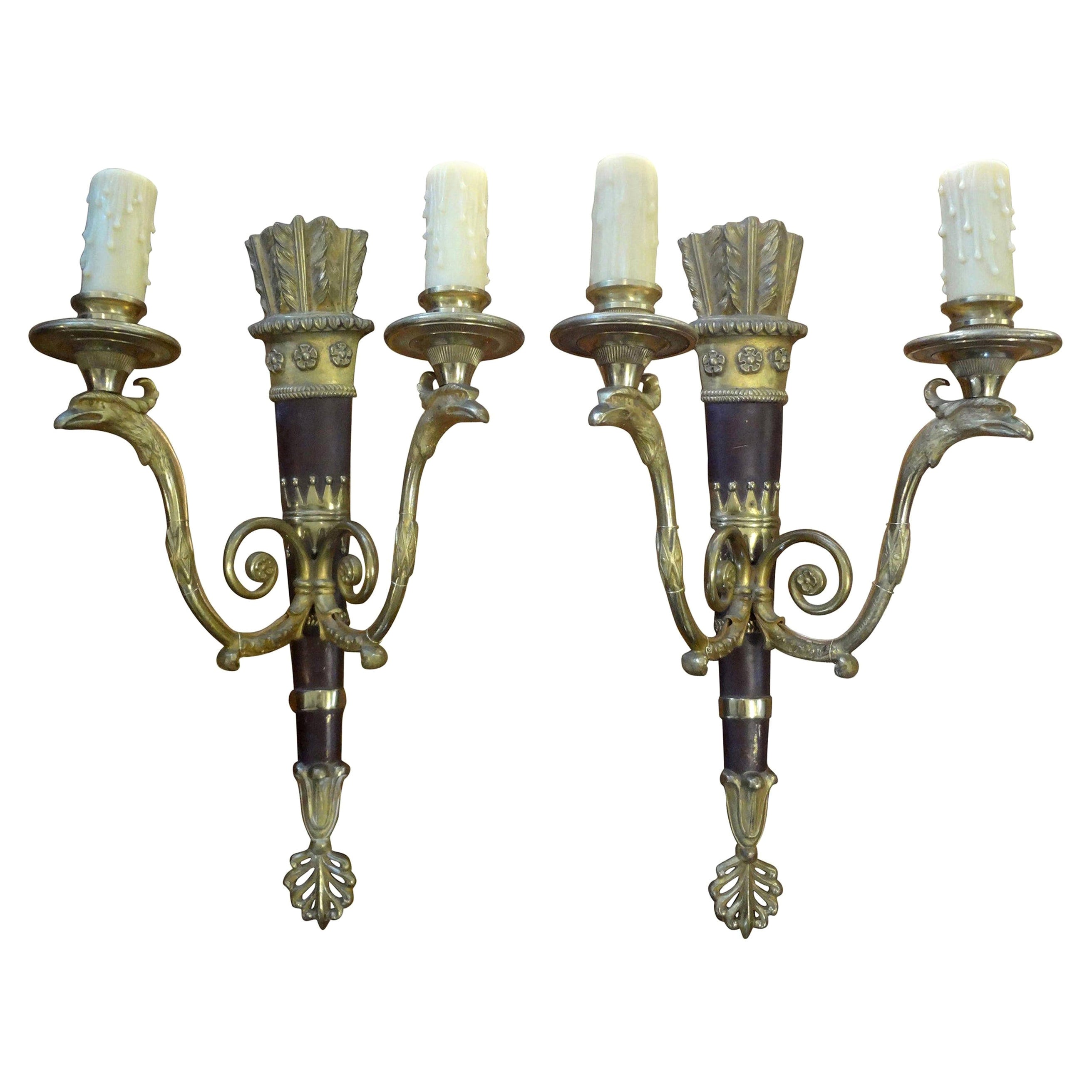Magnificent Pair of Italian Neoclassical Sconces For Sale at 1stDibs