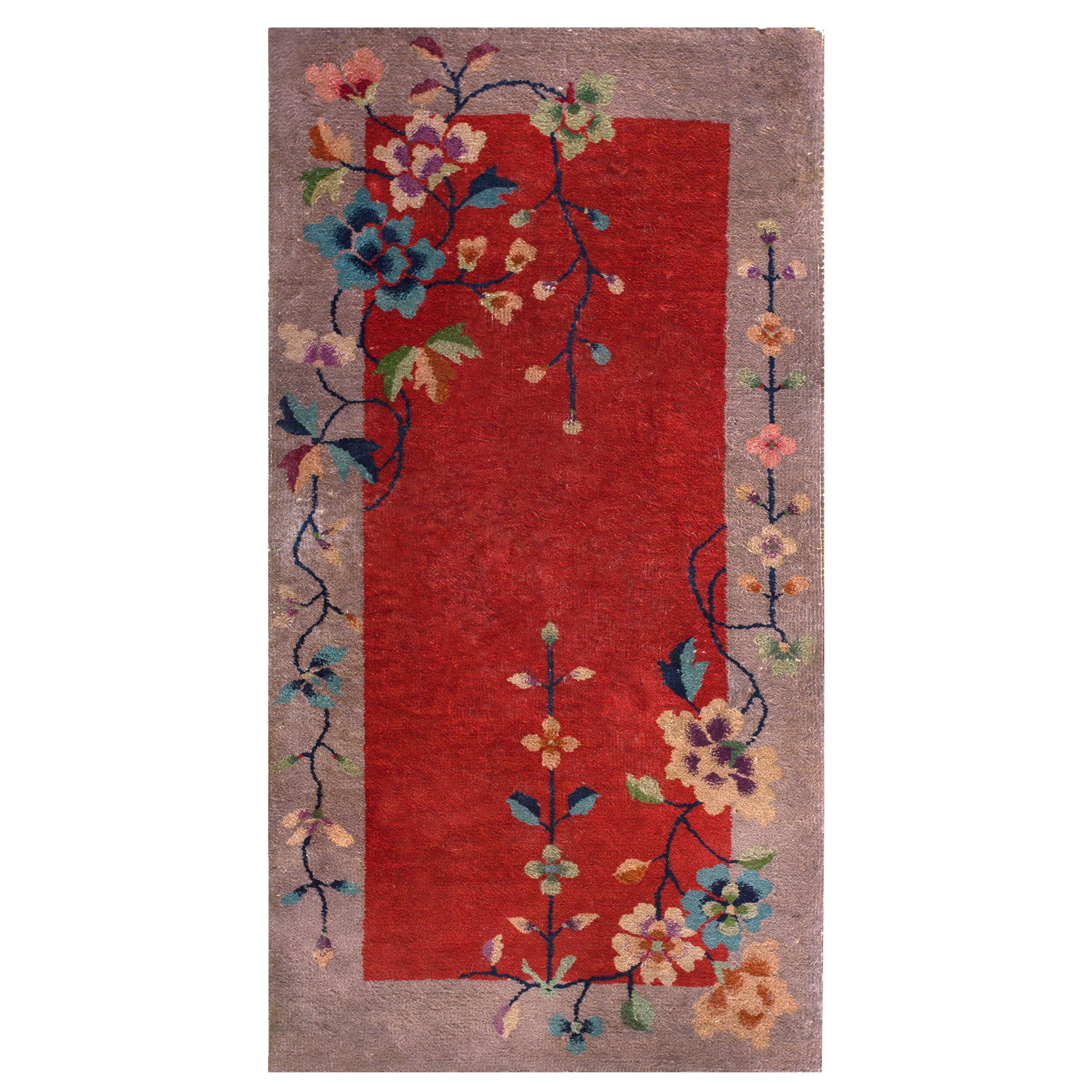 Handmade Antique Art Deco Chinese Rug, 1920s, 1B883 For Sale at 1stDibs