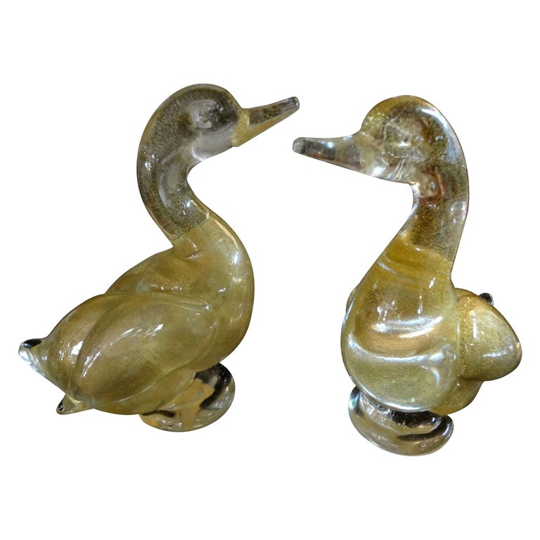 Pair of Murano Glass Ducks by Fratelli For Sale at 1stDibs