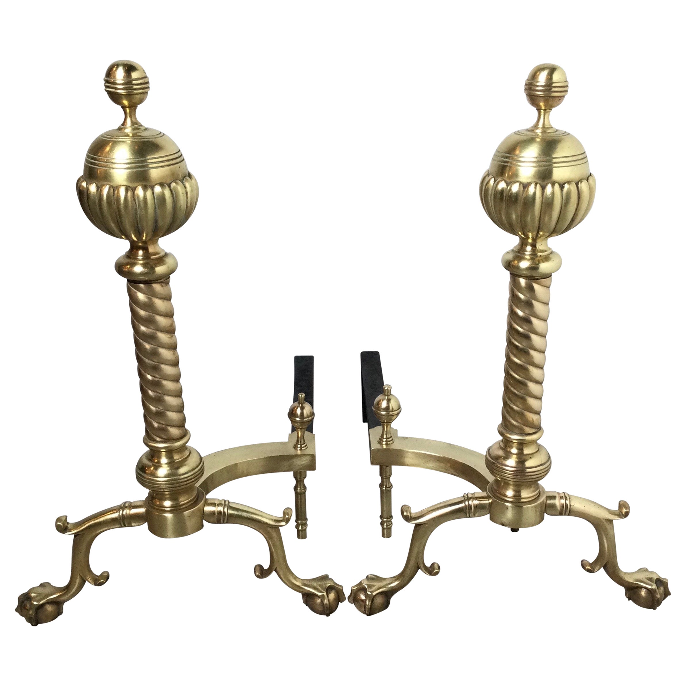 Pair of Mid Century Brass Anchor Andirons by Puritan at 1stDibs