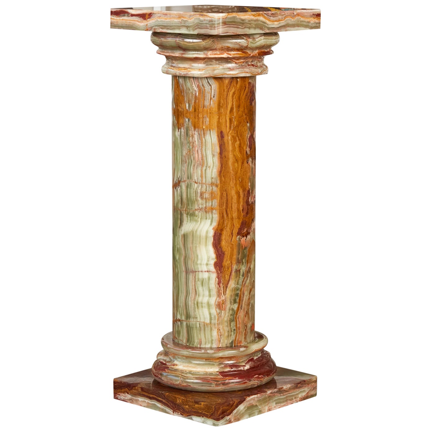 Greco-Roman Style Vintage Bronze Pedestal Base with Palmettes and Demi ...