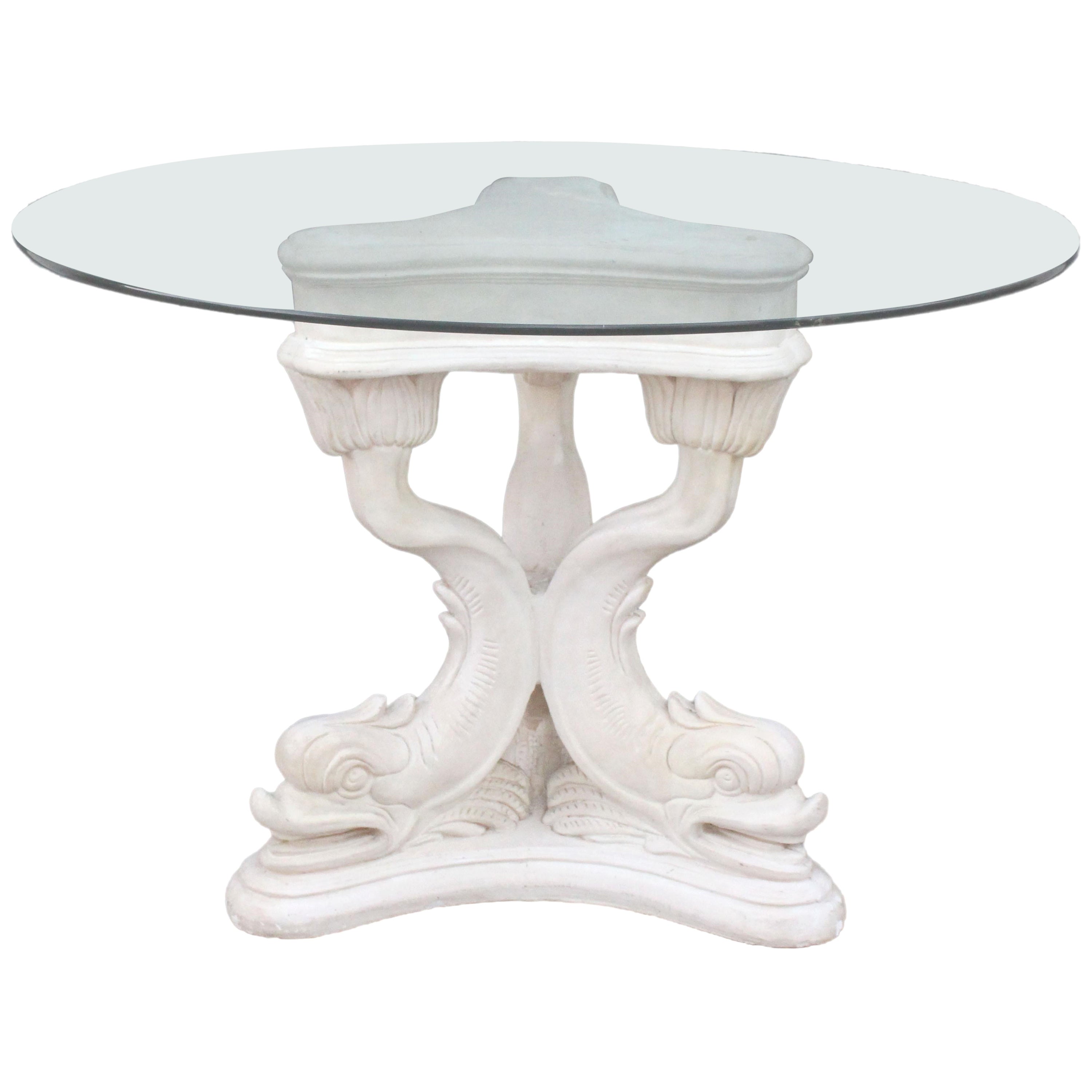Neoclassical Style Painted Dolphins Dining or Center Table For Sale at 1stDibs