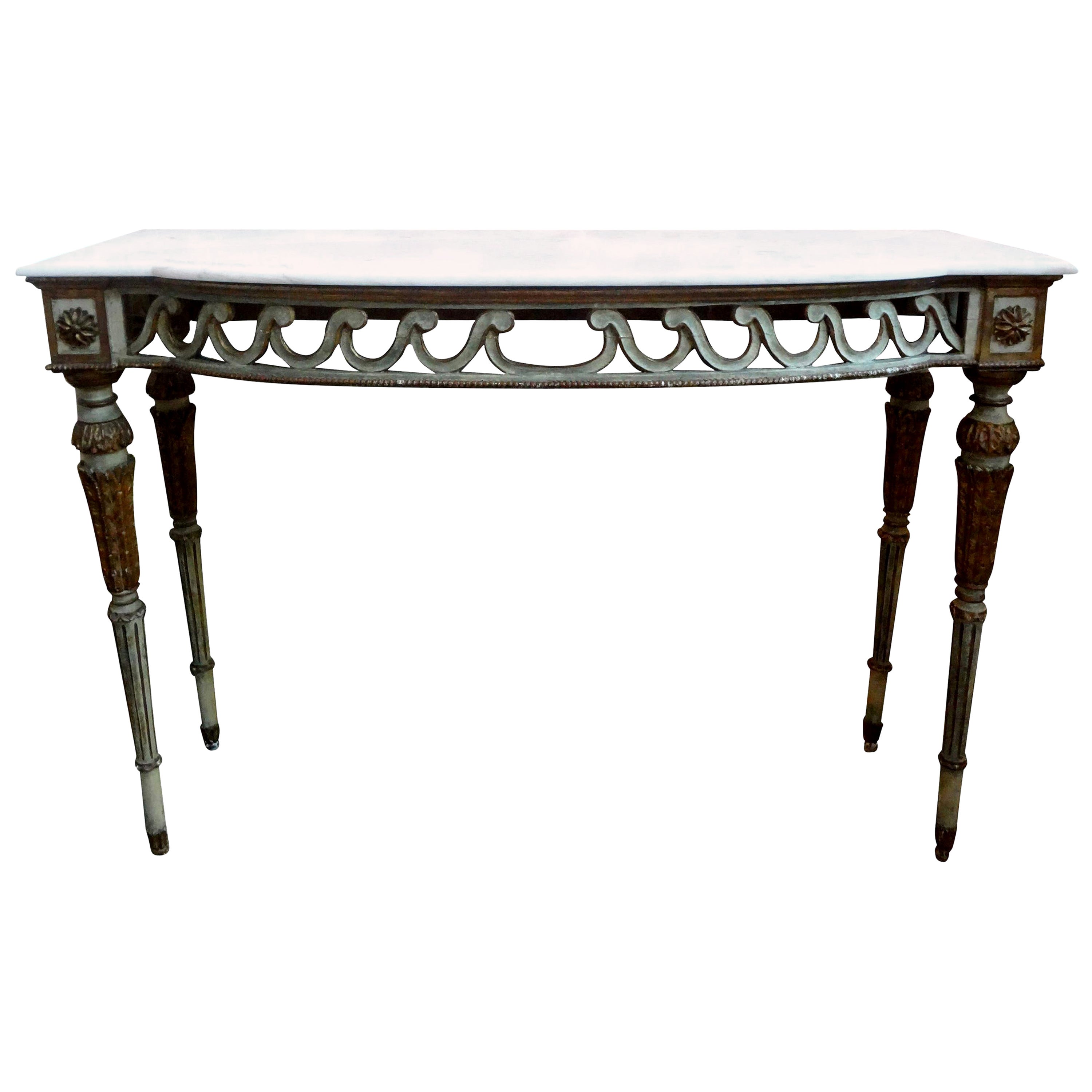 18th Century Italian Louis XVI Painted and Parcel Gilt Console Table ...