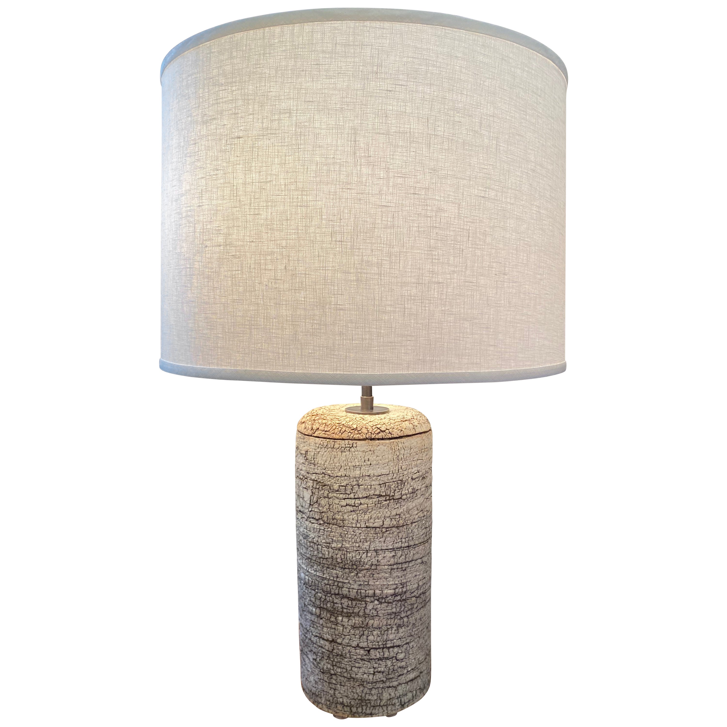 Pair of Ceramic, Birch Bark Table Lamps by Peter Lane at 1stDibs