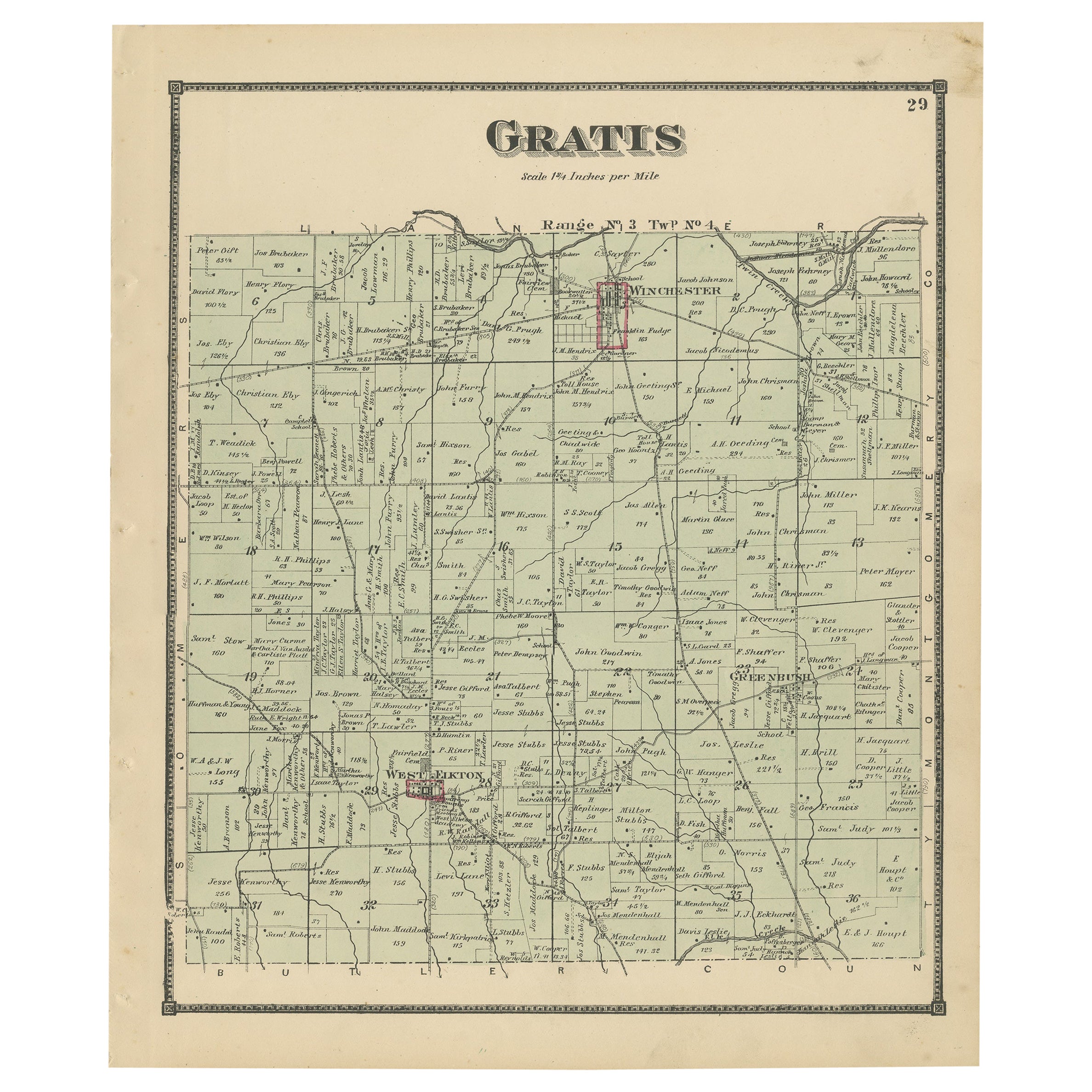 Antique Map of Preble County 'Ohio' by Titus, 1871 For Sale at 1stDibs