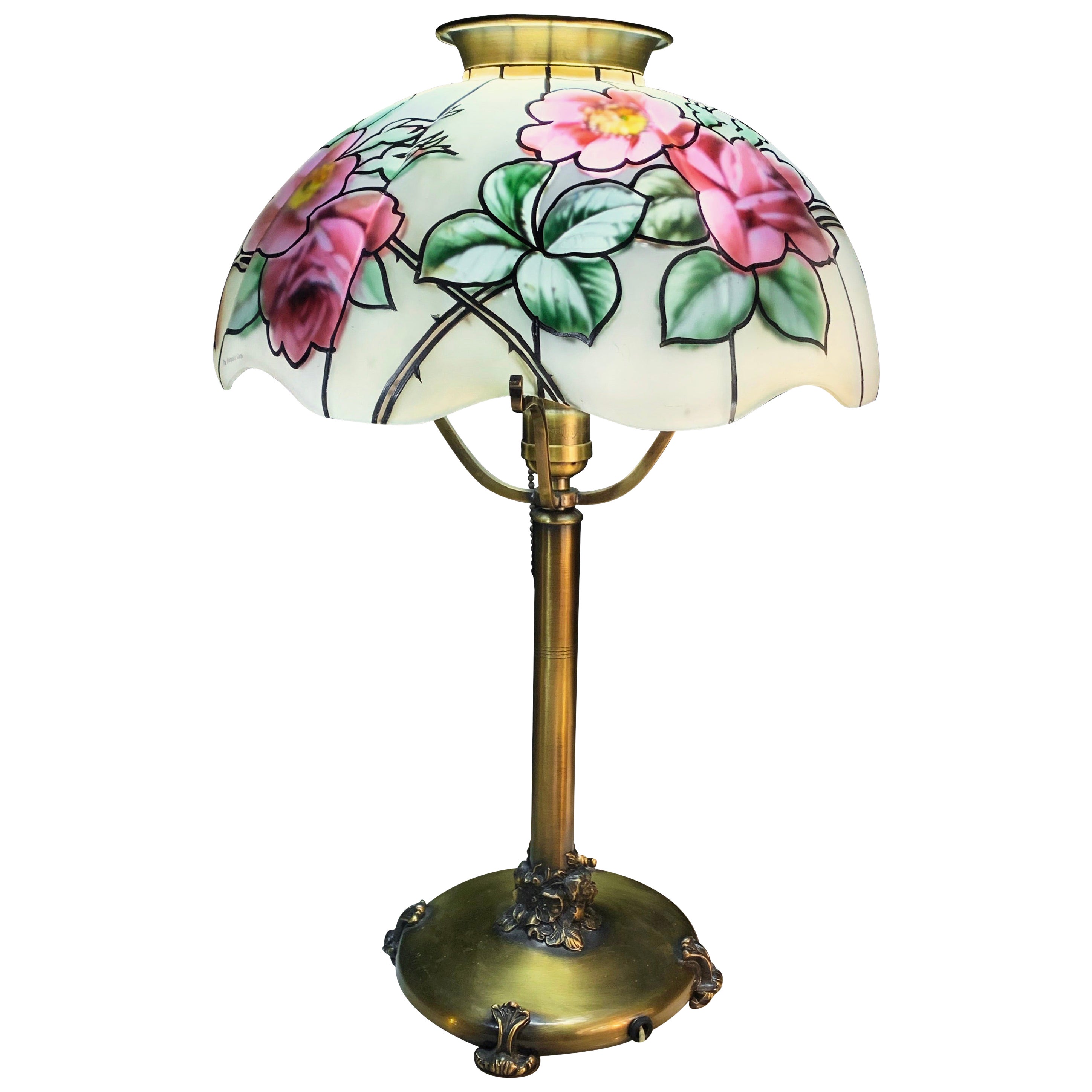 Antique Pairpoint Reverse Painted Lamp with Palm Trees and Beach Scene ...