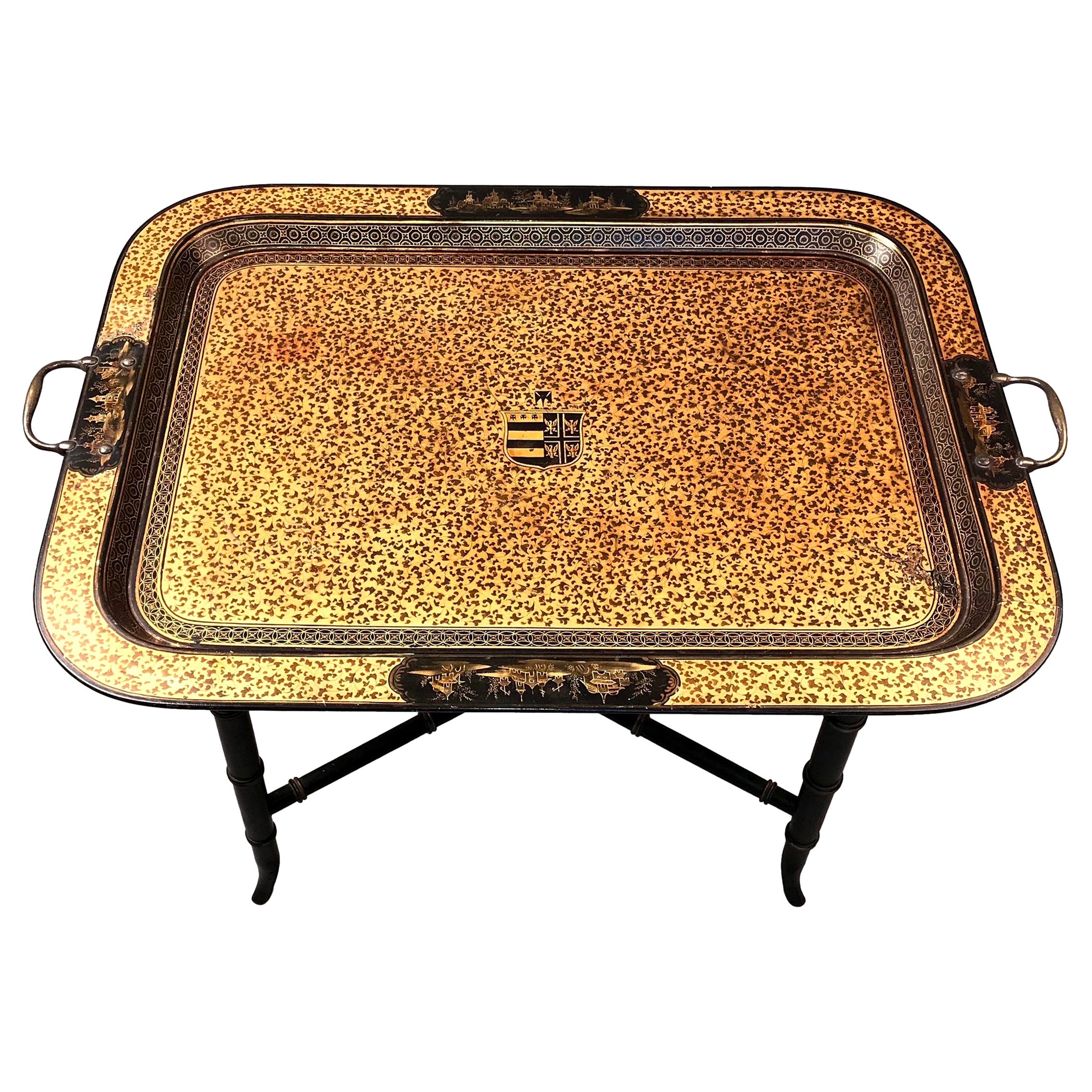 Rare English Mahogany Butler's Tray with Companion Serving Table at 1stDibs