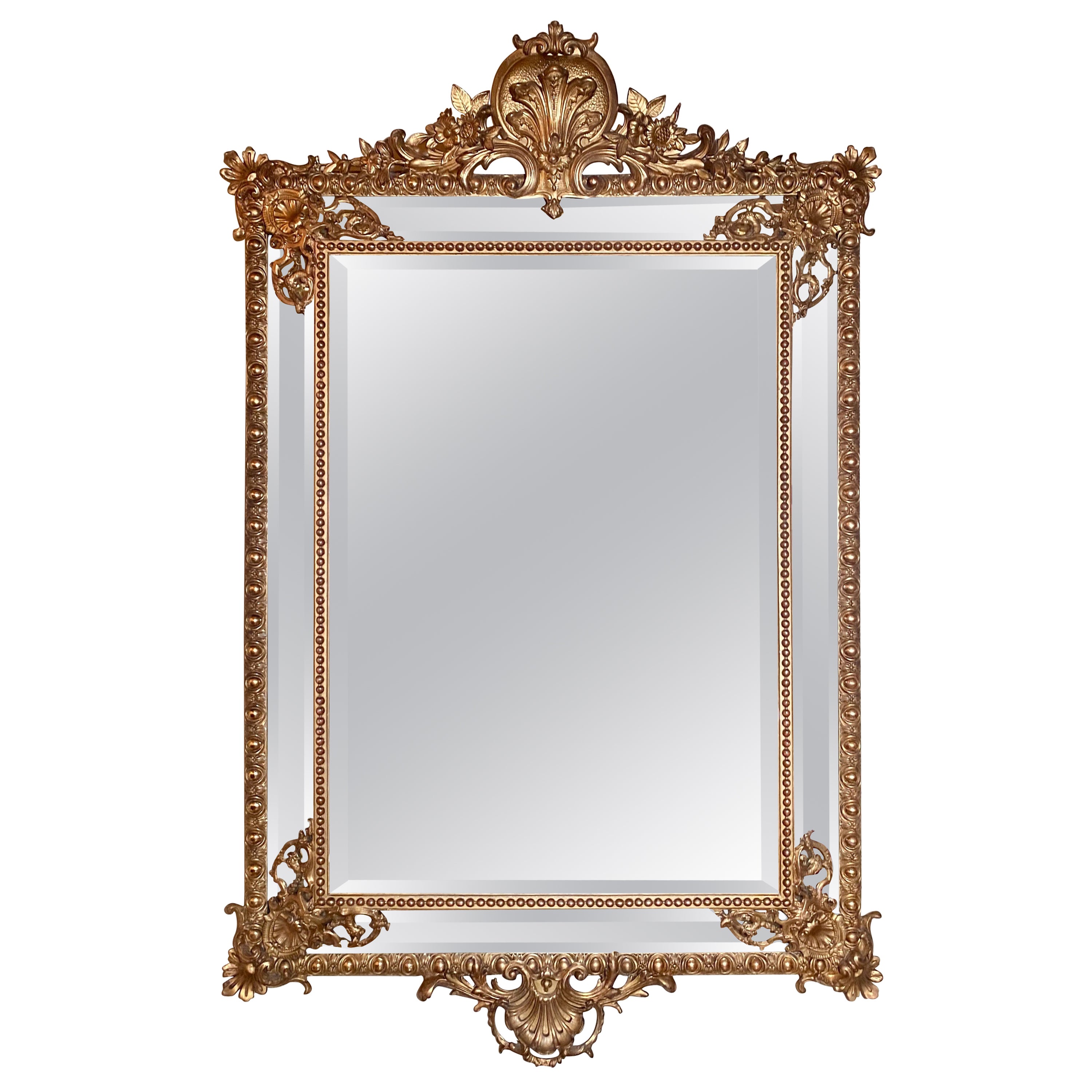 Antique French Louis XVI Beveled Gilt Mirror, circa 1880 For Sale at ...
