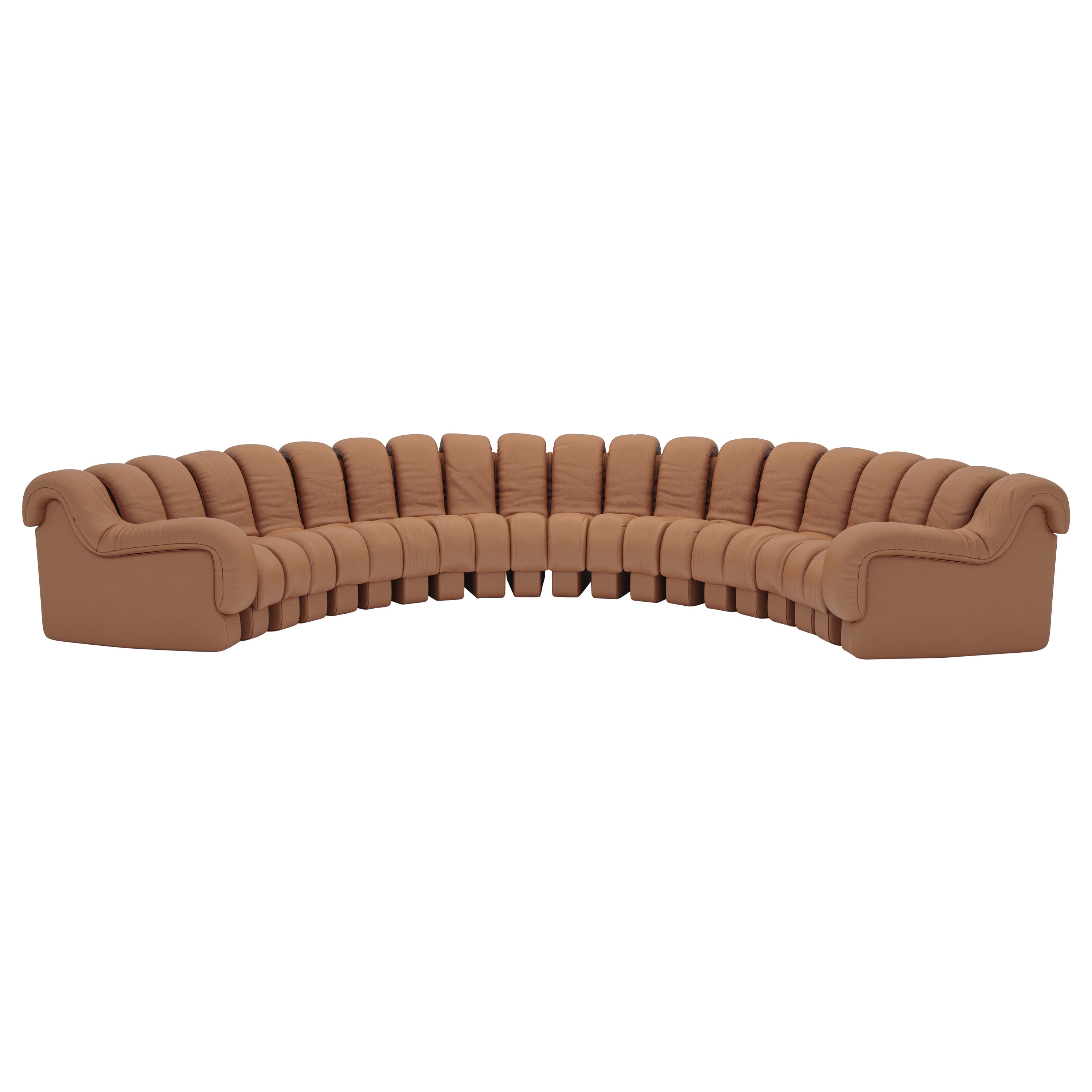 De Sede 'Snake' DS-600 Non Stop Sofa in Sand Leather at 1stDibs