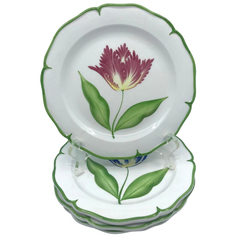 Set of Four Italian Tulip Plates at 1stDibs