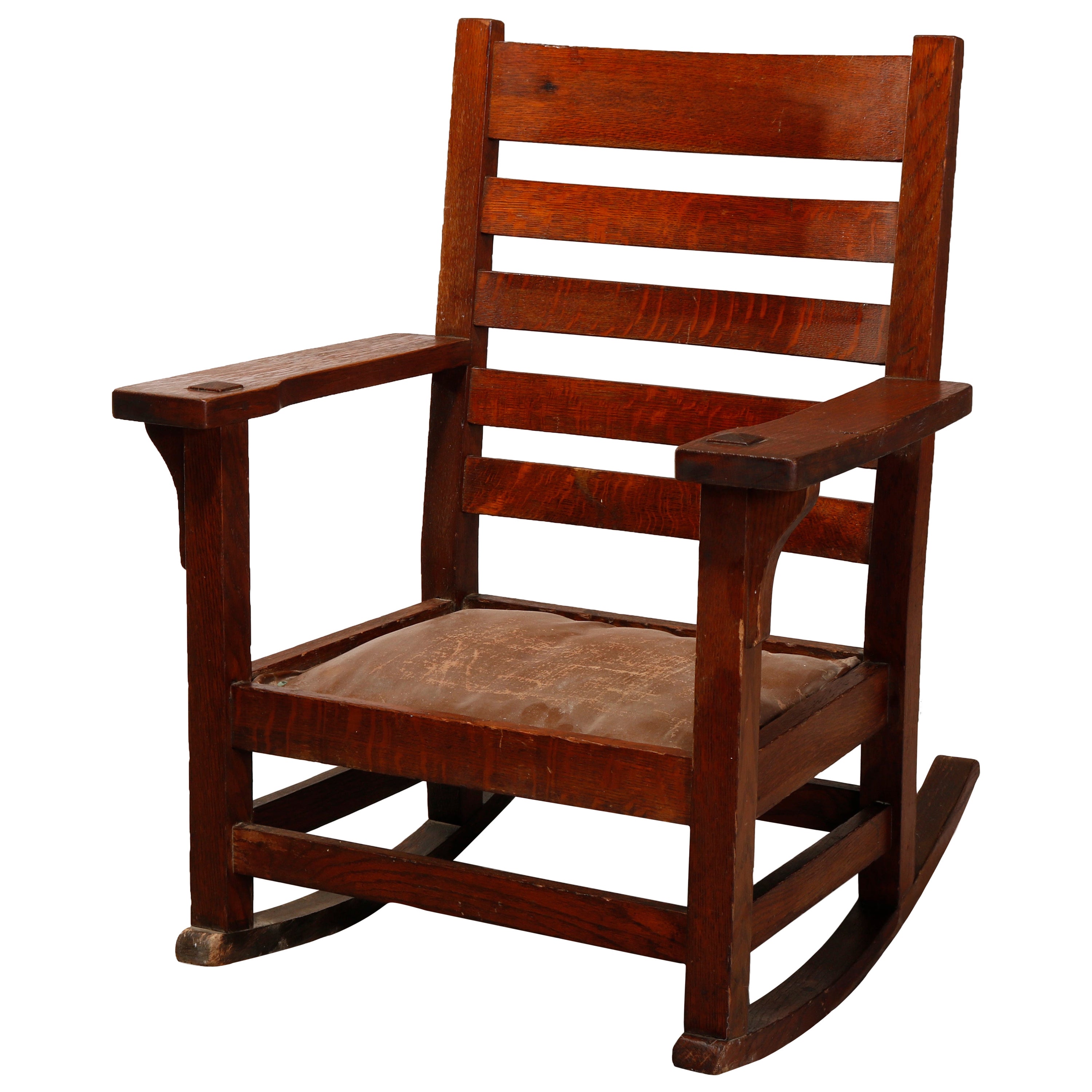 Antique Arts and Crafts Stickley School Mission Oak Rocking Chair ...
