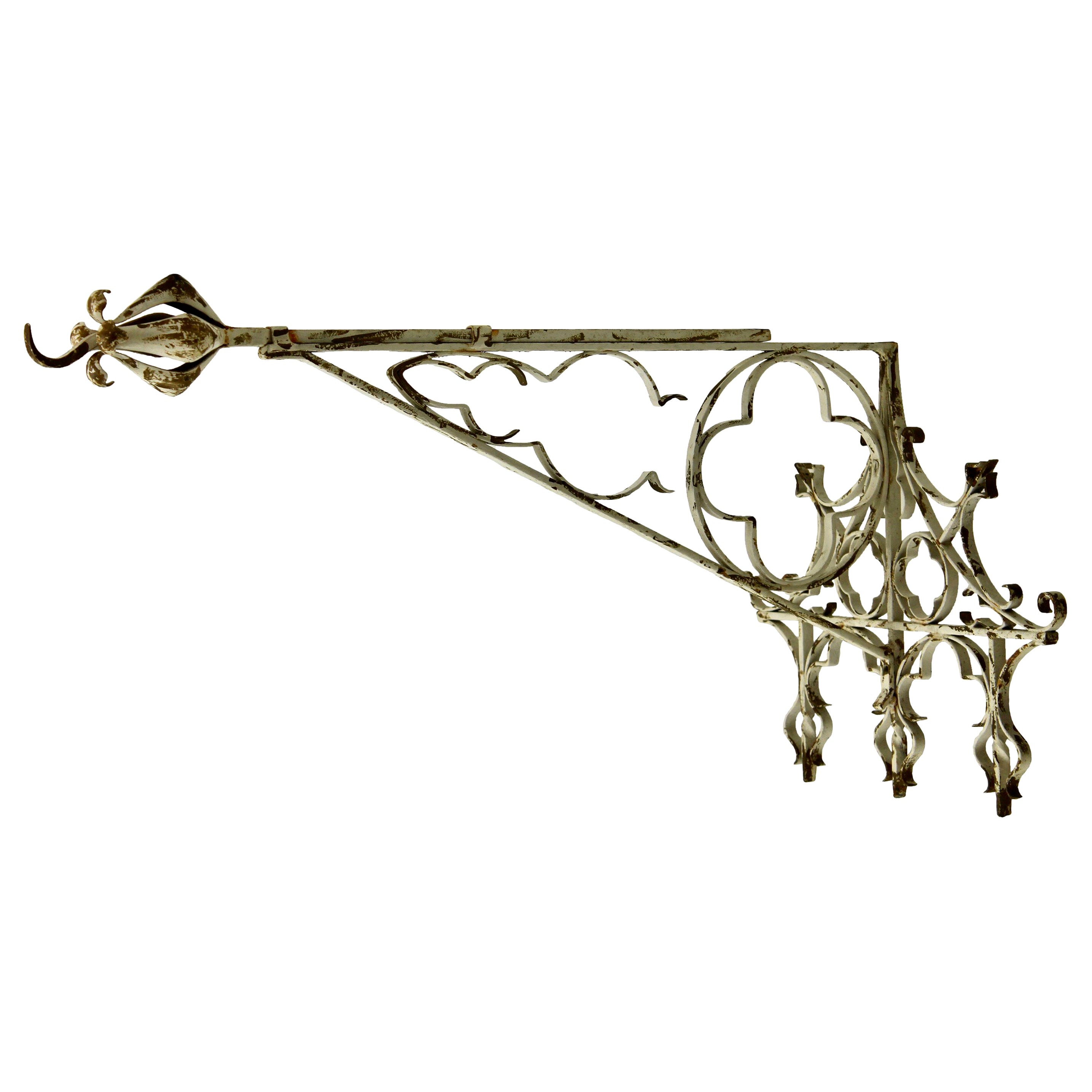 Antique Wrought Iron Signage Bracket For Sale at 1stDibs