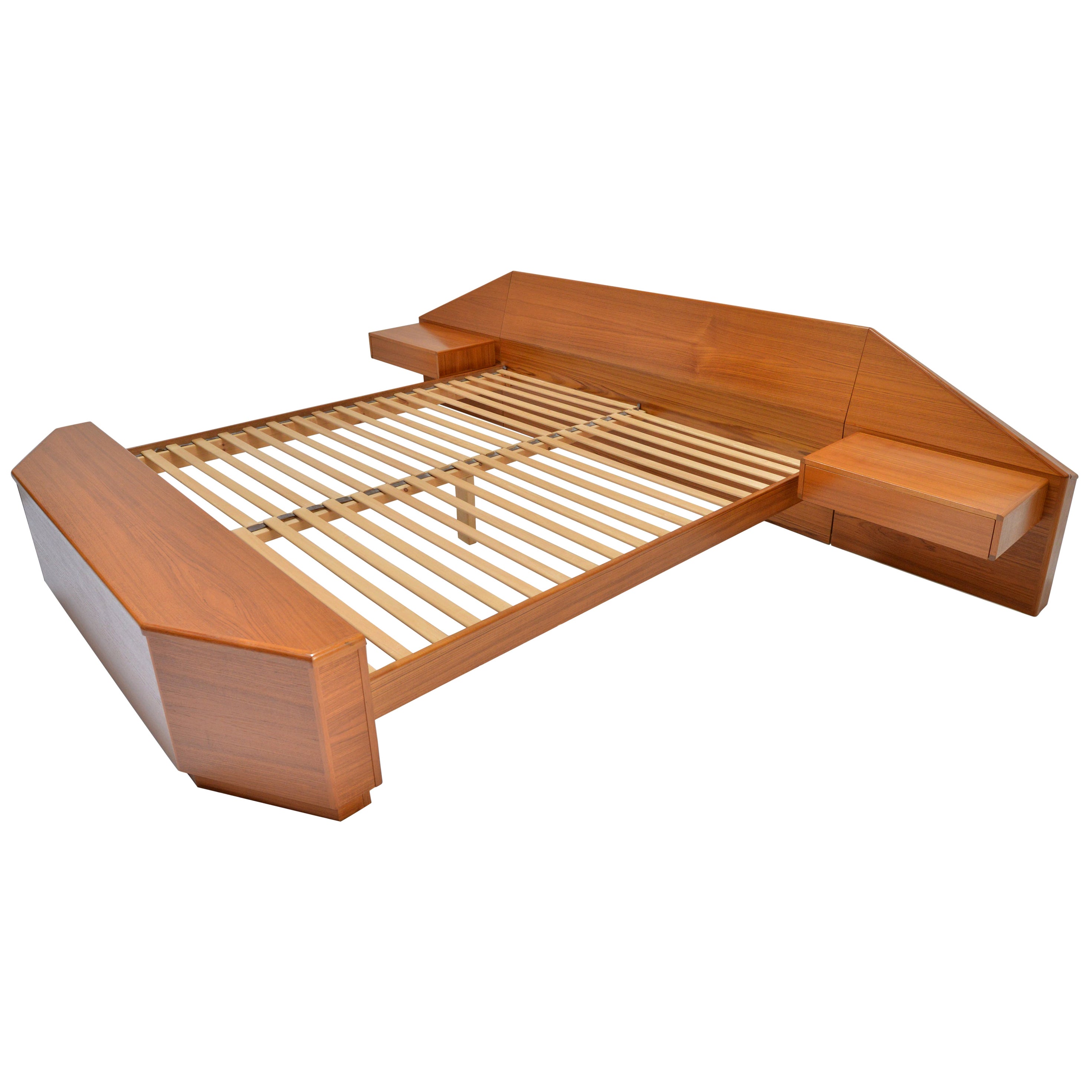 Stunning Danish Modern Teak Kingsize Platform Bed Night Stands at 1stDibs