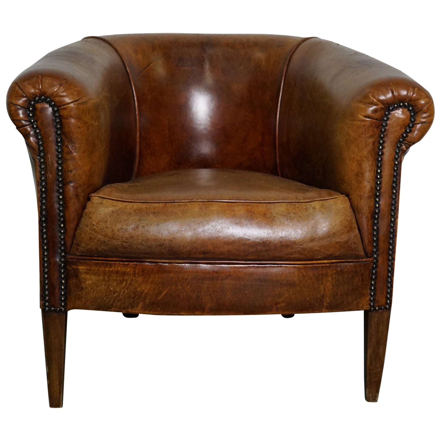 Vintage Cognac Leather Club Chair at 1stDibs