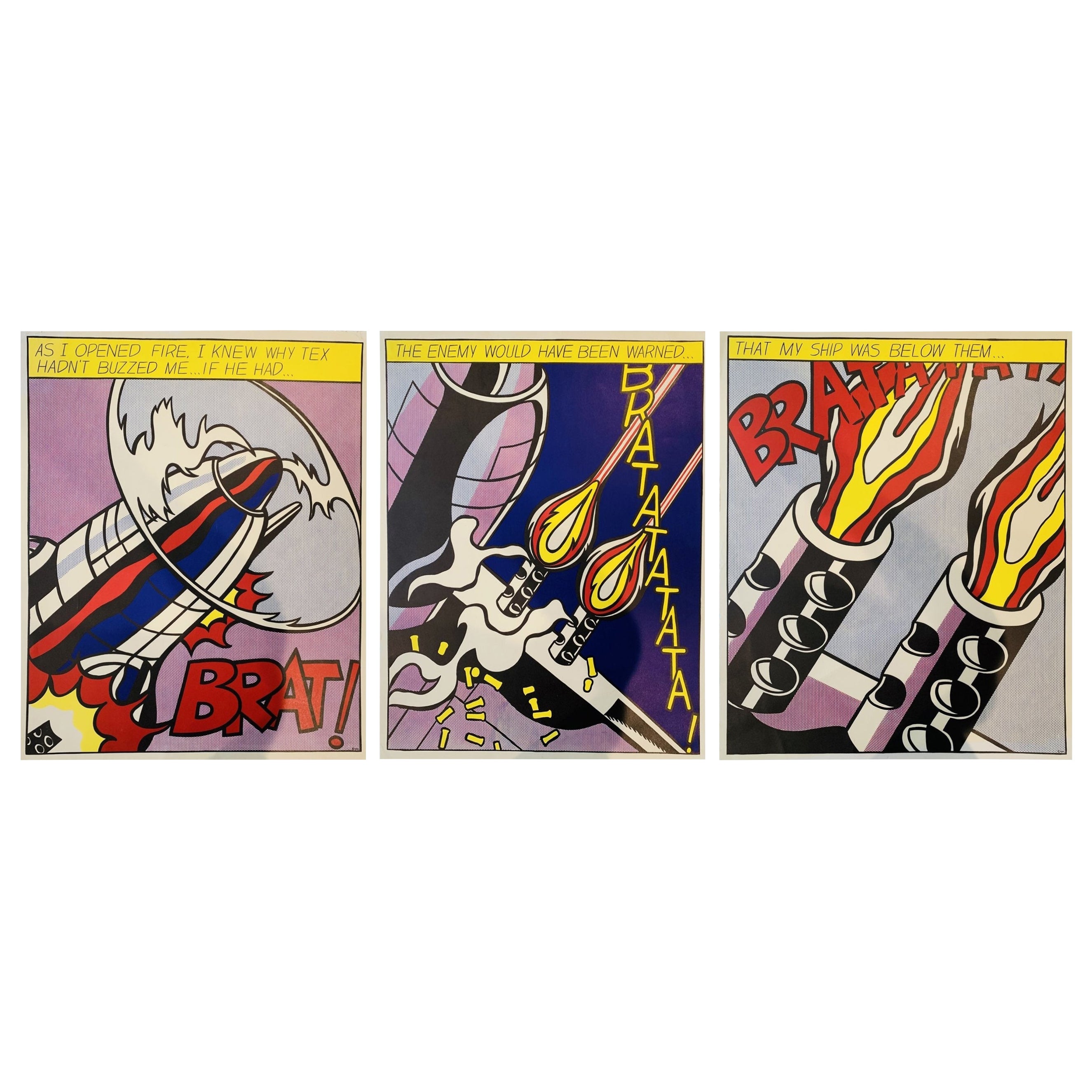 Roy Lichtenstein " As I opened Fire " (Triptych), Three Offset Lithographs at 1stDibs