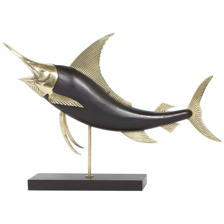 Frederick Cooper Wood and Brass Sailfish at 1stDibs